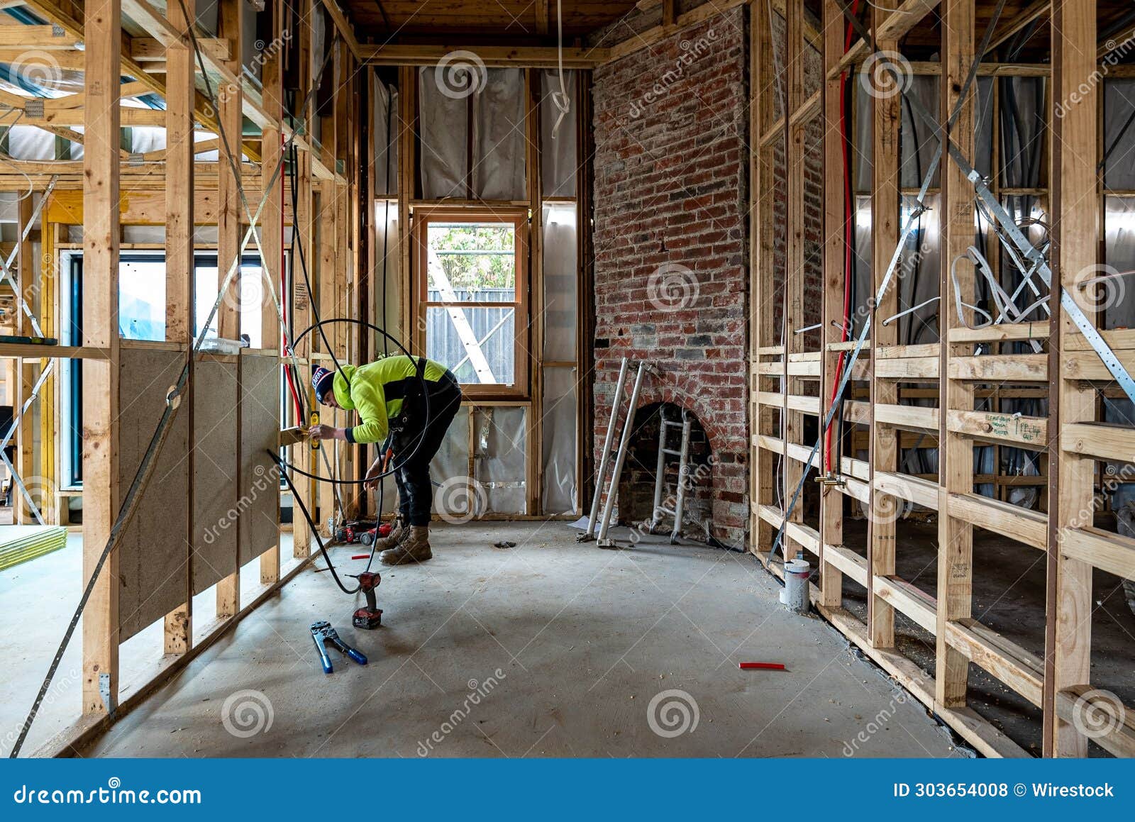 Construction Workers Captured in a House Undergoing Internal Renovation ...