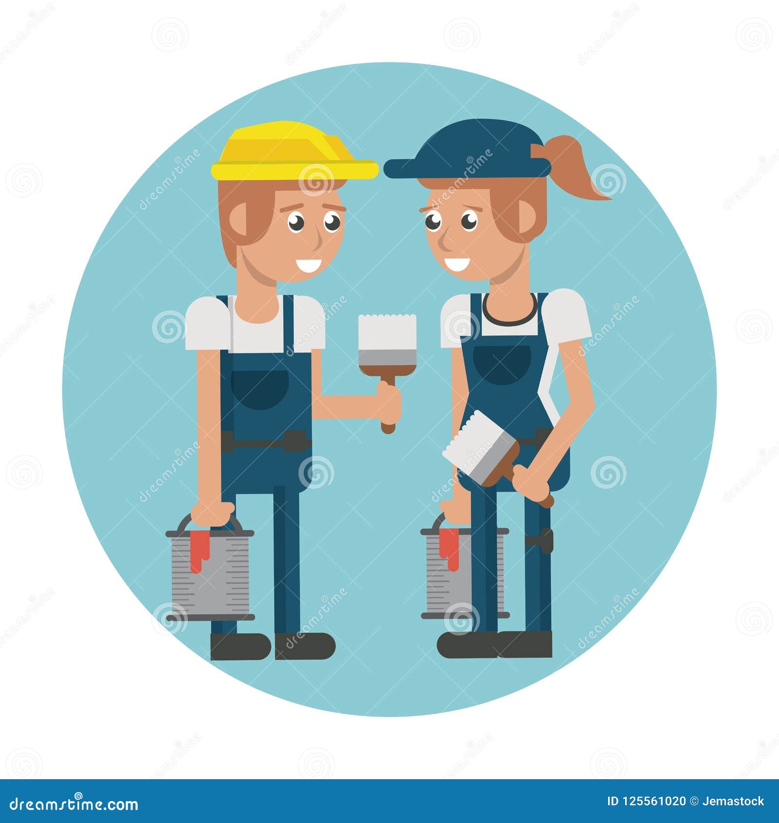 Construction Workers Cartoons Stock Vector - Illustration of geometric ...