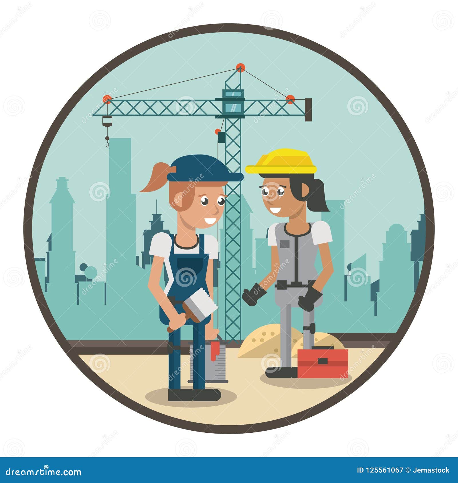 Construction Workers Cartoons Stock Vector - Illustration of builder ...