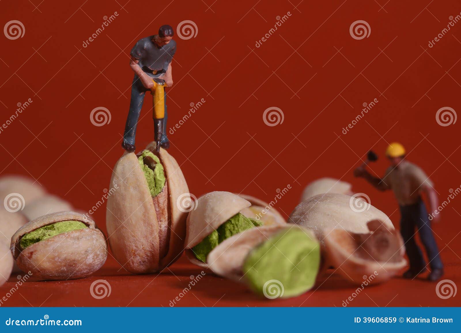 Construction Workers in Conceptual Food Imagery with Pistachio N Stock ...