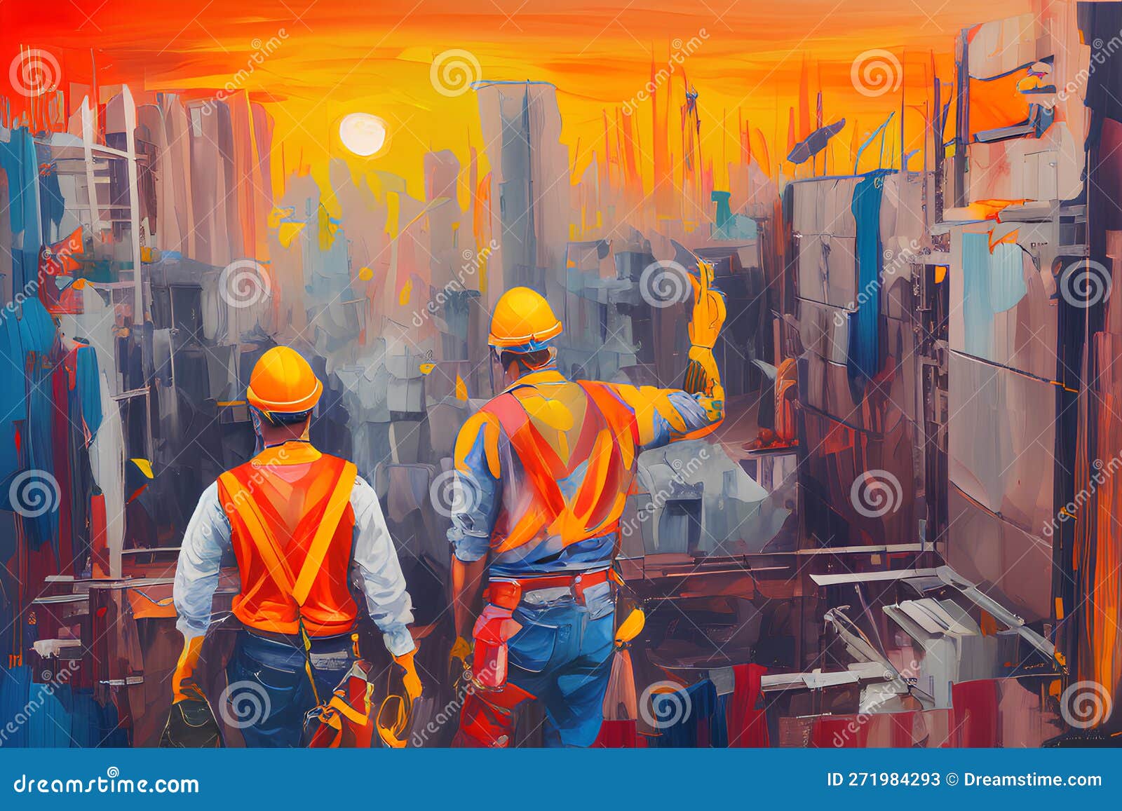 Construction Workers on a Construction Site. Stock Illustration ...