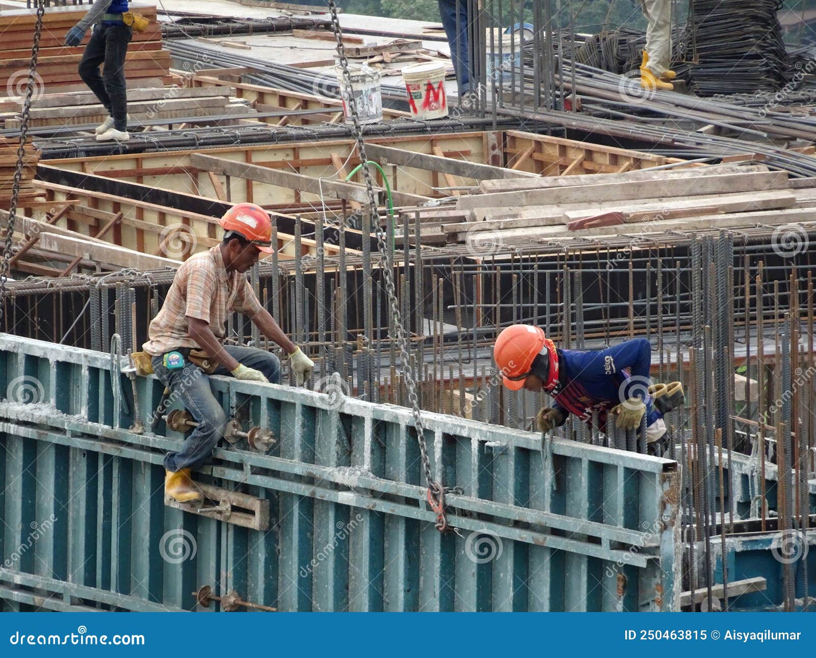 Construction Workers at the Construction Site. Editorial Image - Image ...