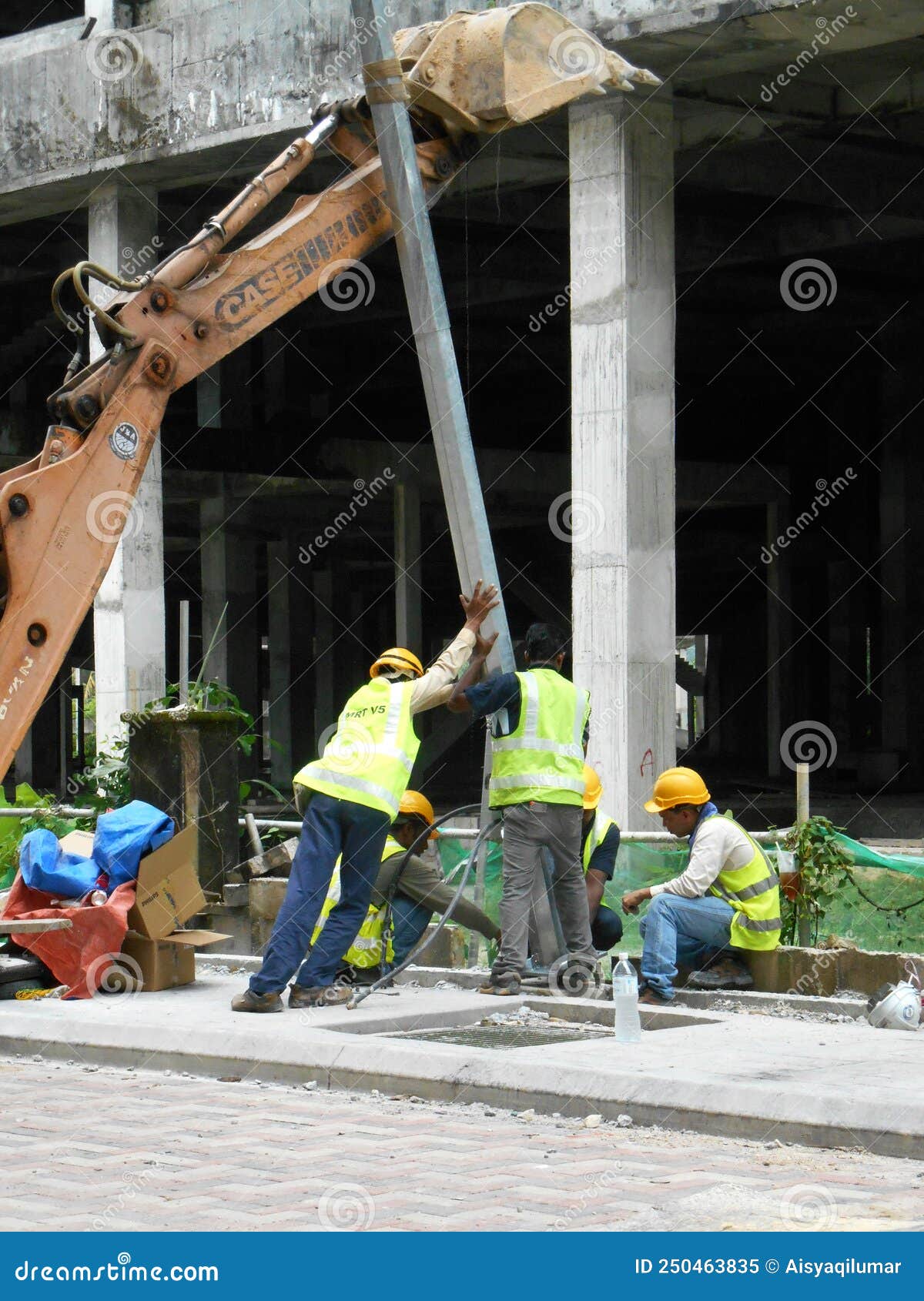 Construction Workers at the Construction Site. Editorial Image - Image ...