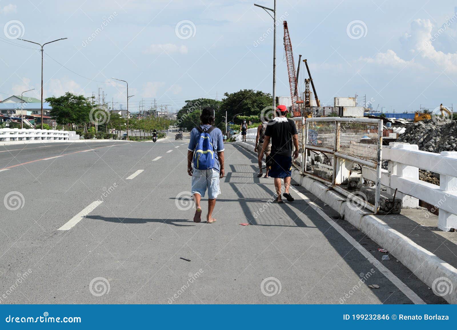 Construction Workers Crossing Concrete Bridge Editorial Photo - Image ...