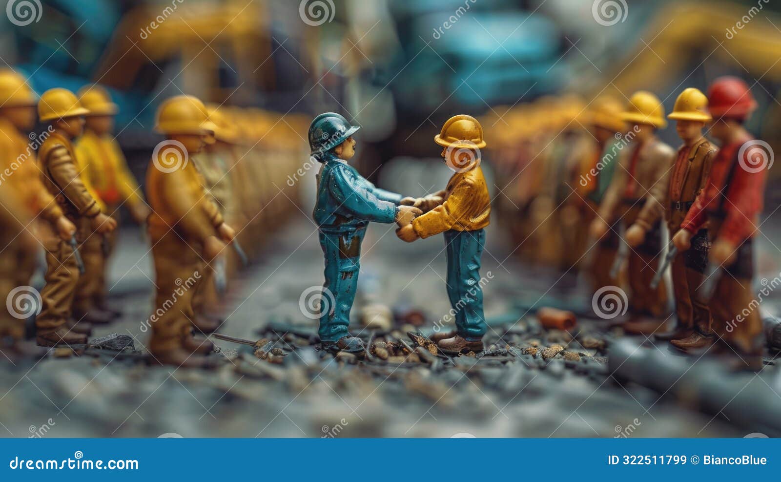 Construction Workers Demonstrating Teamwork and Unity through Handshake ...
