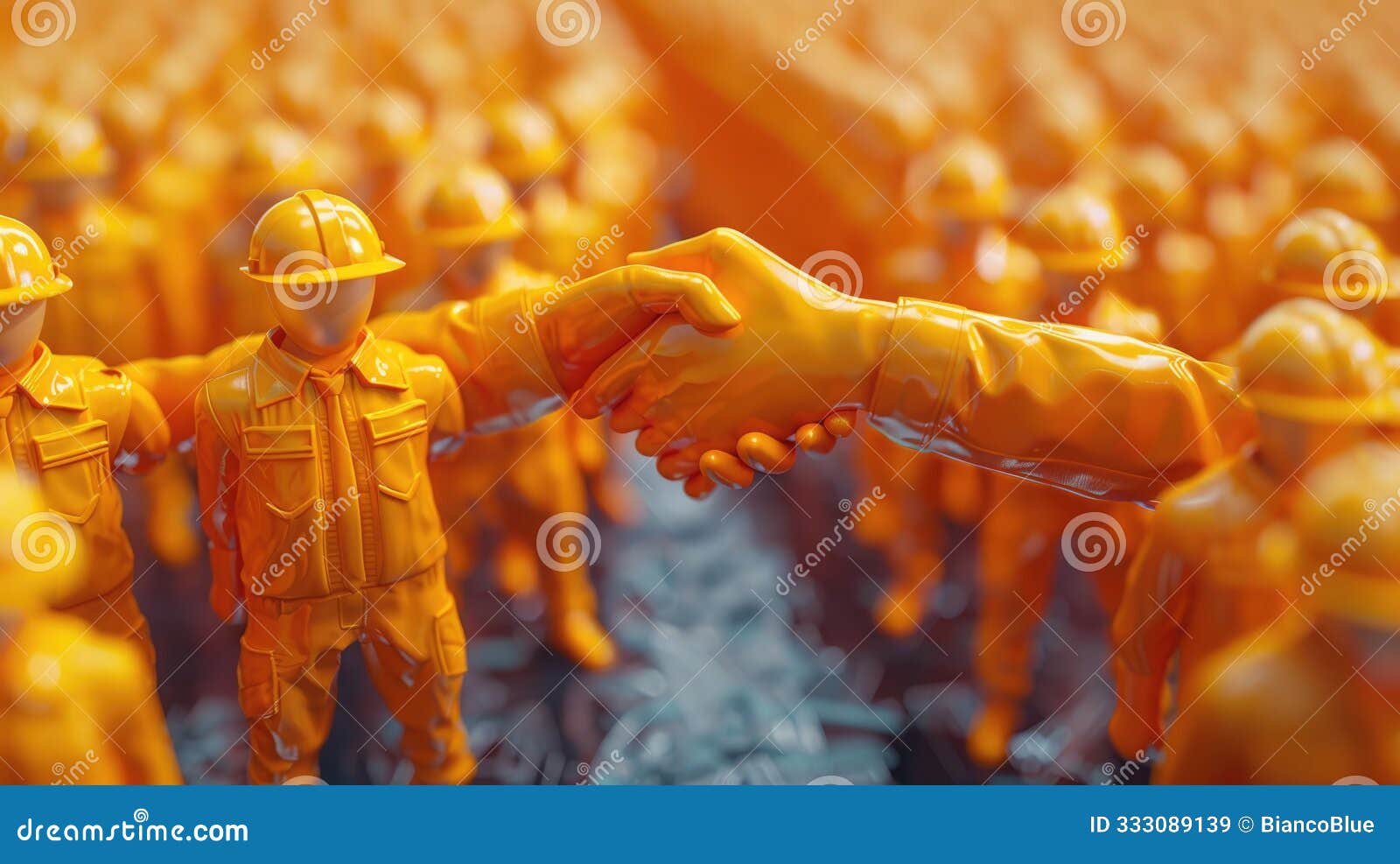 Construction Workers Demonstrating Teamwork and Unity through Handshake ...
