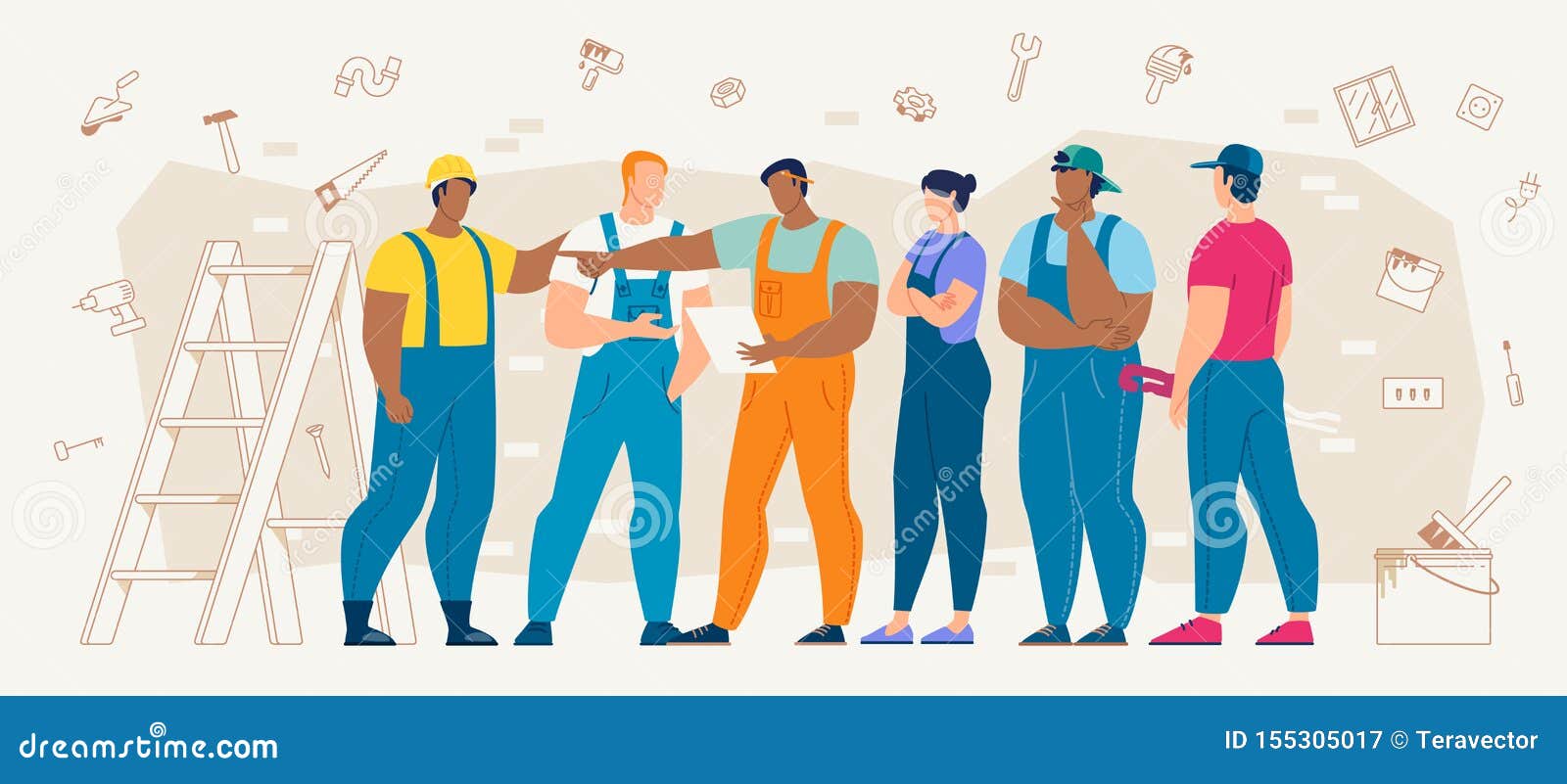 Construction Workers Discussing Work Plan Vector Stock Vector ...