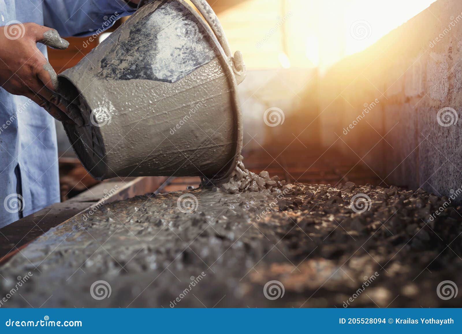 Construction Workers are Doing Cement in Home Renovation Work Stock ...