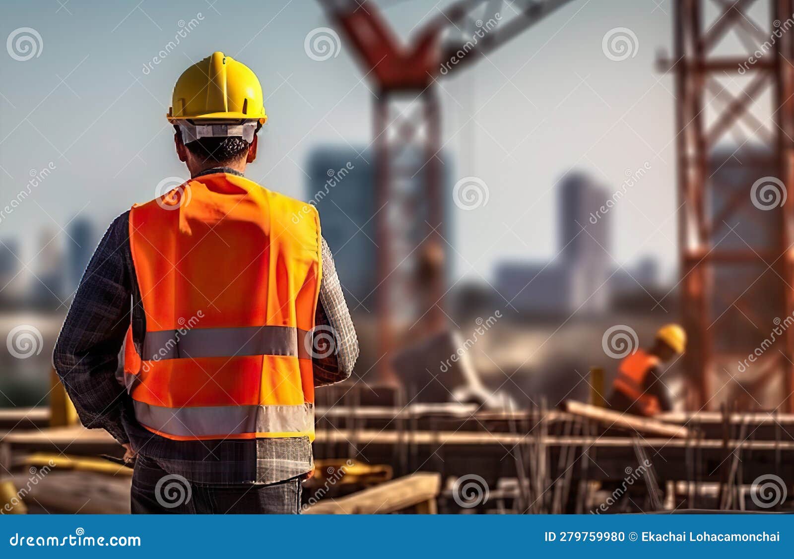 Construction Workers Engaged in Action at the Work Site. Created with ...
