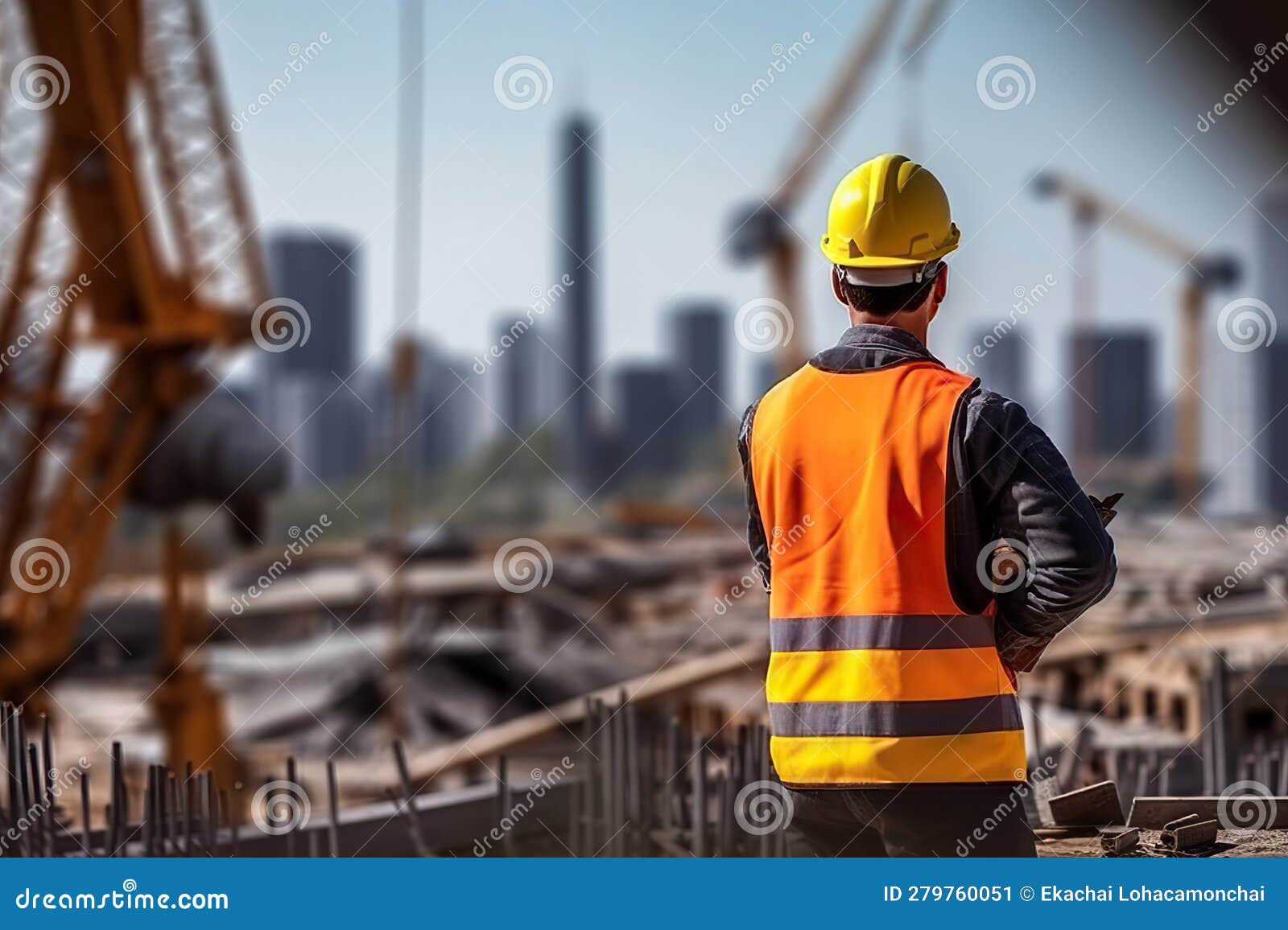 Construction Workers Engaged in Action at the Work Site. Created with ...