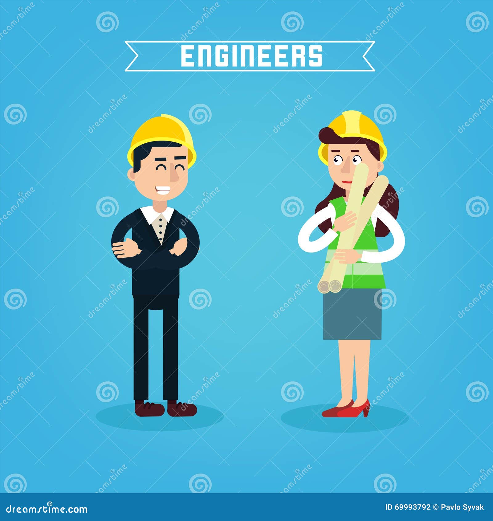 Construction Workers. Engineer and Project Manager Stock Vector ...