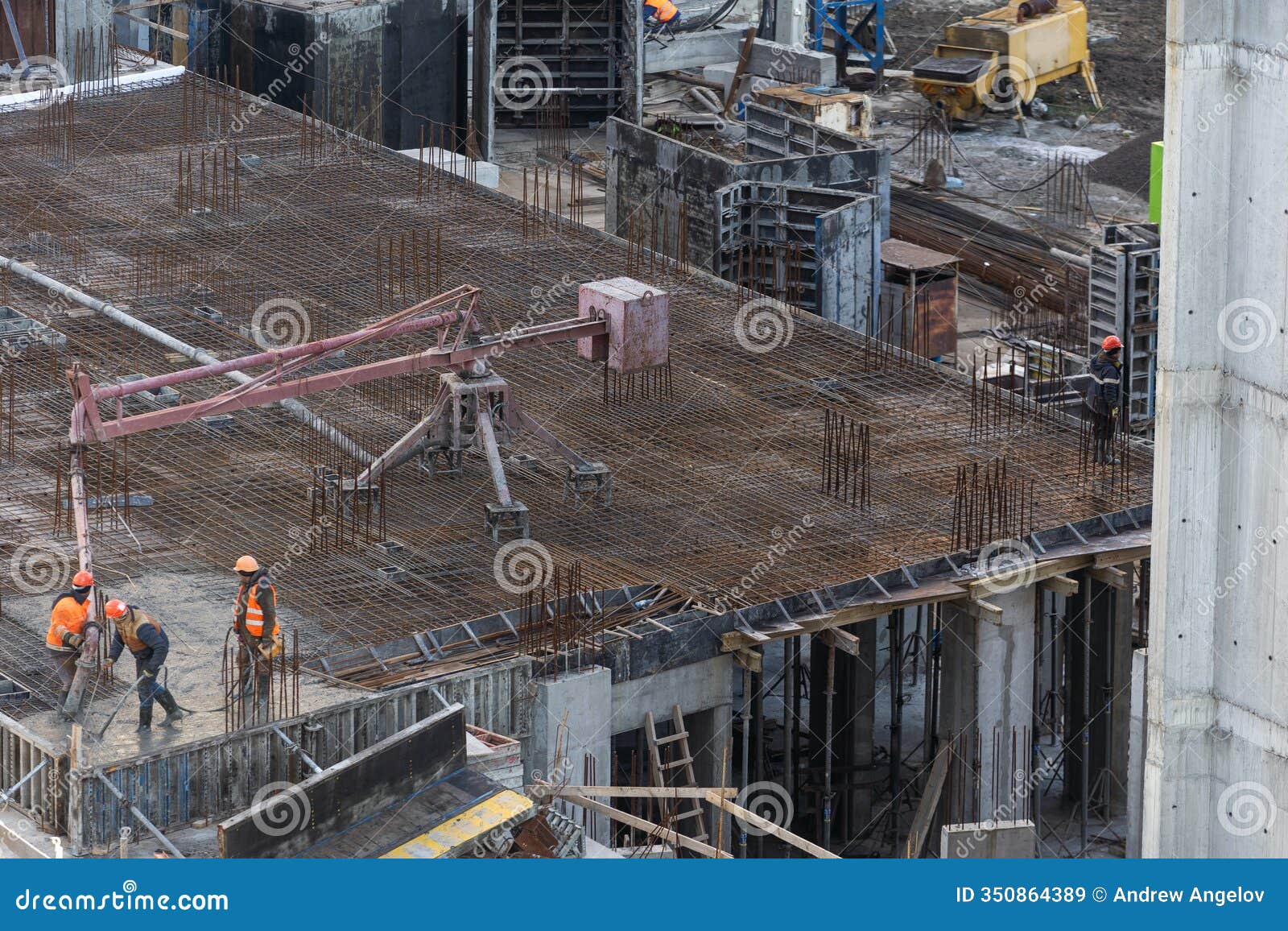 Construction Workers Fabricating Steel Reinforcement Bar at the ...
