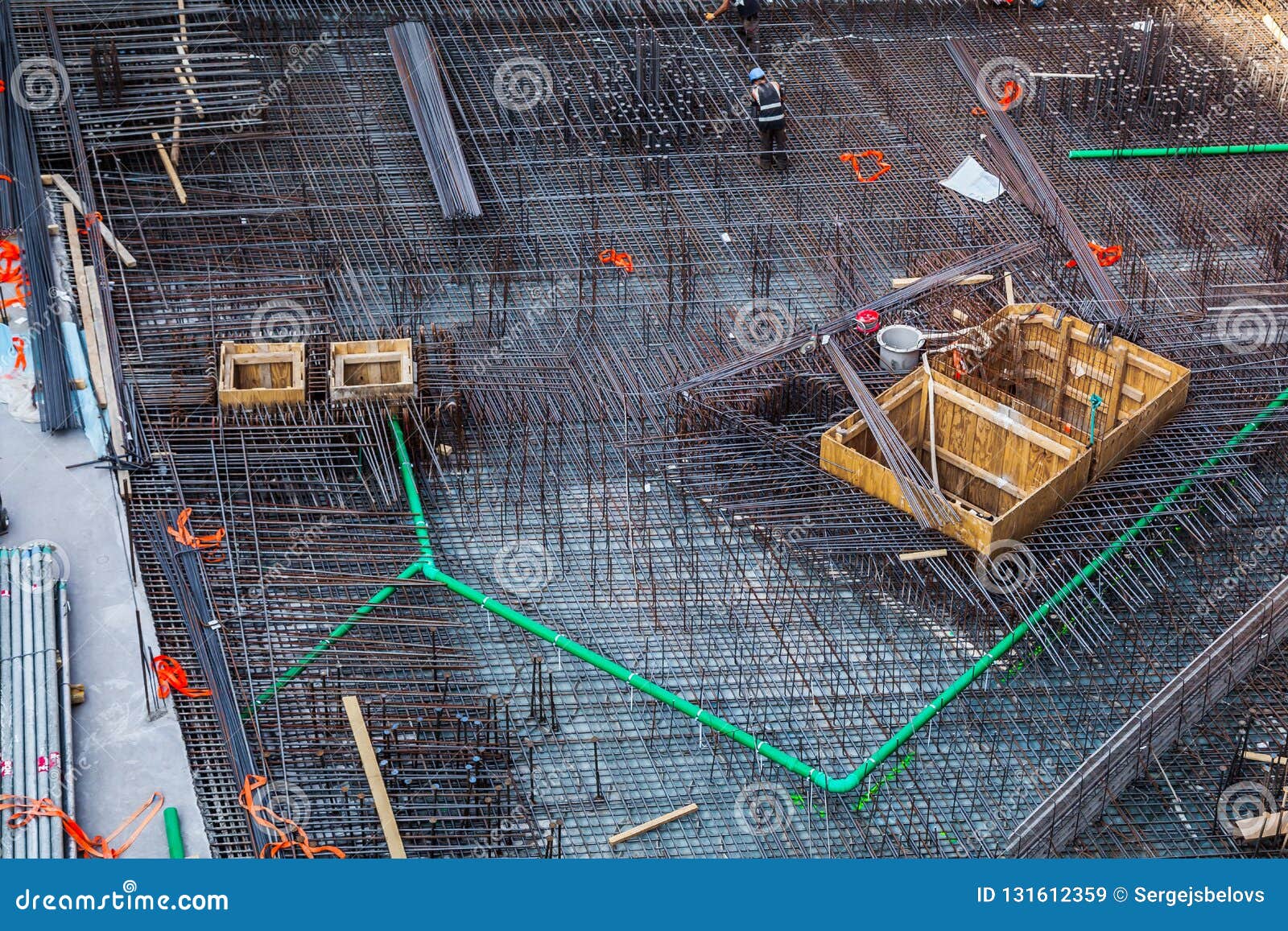 Construction Workers Fabricating Steel Reinforcement Bar at the ...