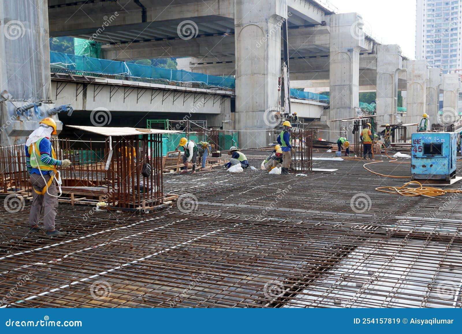 Construction Workers Fabricating Steel Reinforcement Bar at the ...