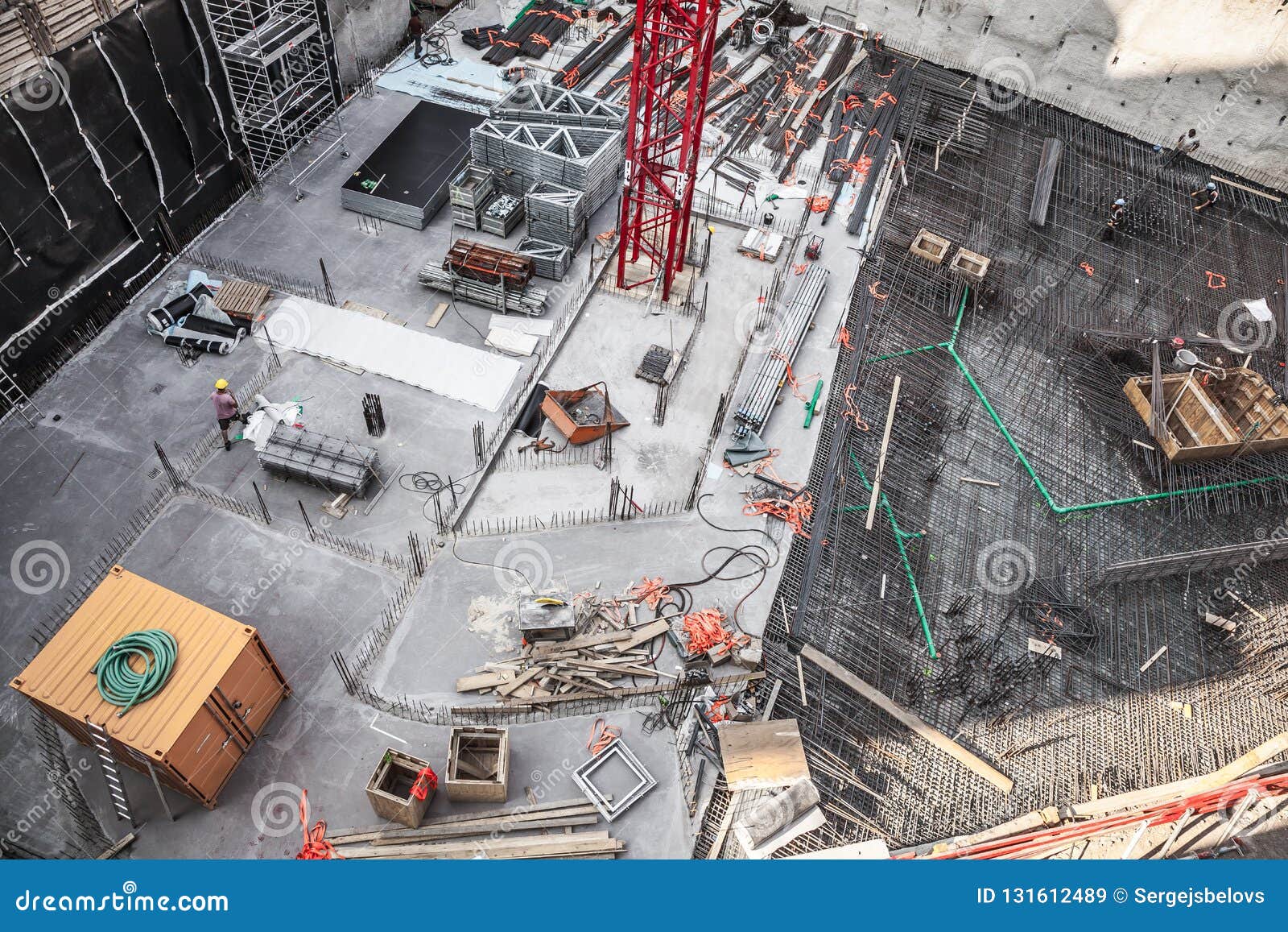 Construction Workers Fabricating Steel Reinforcement Bar at the ...