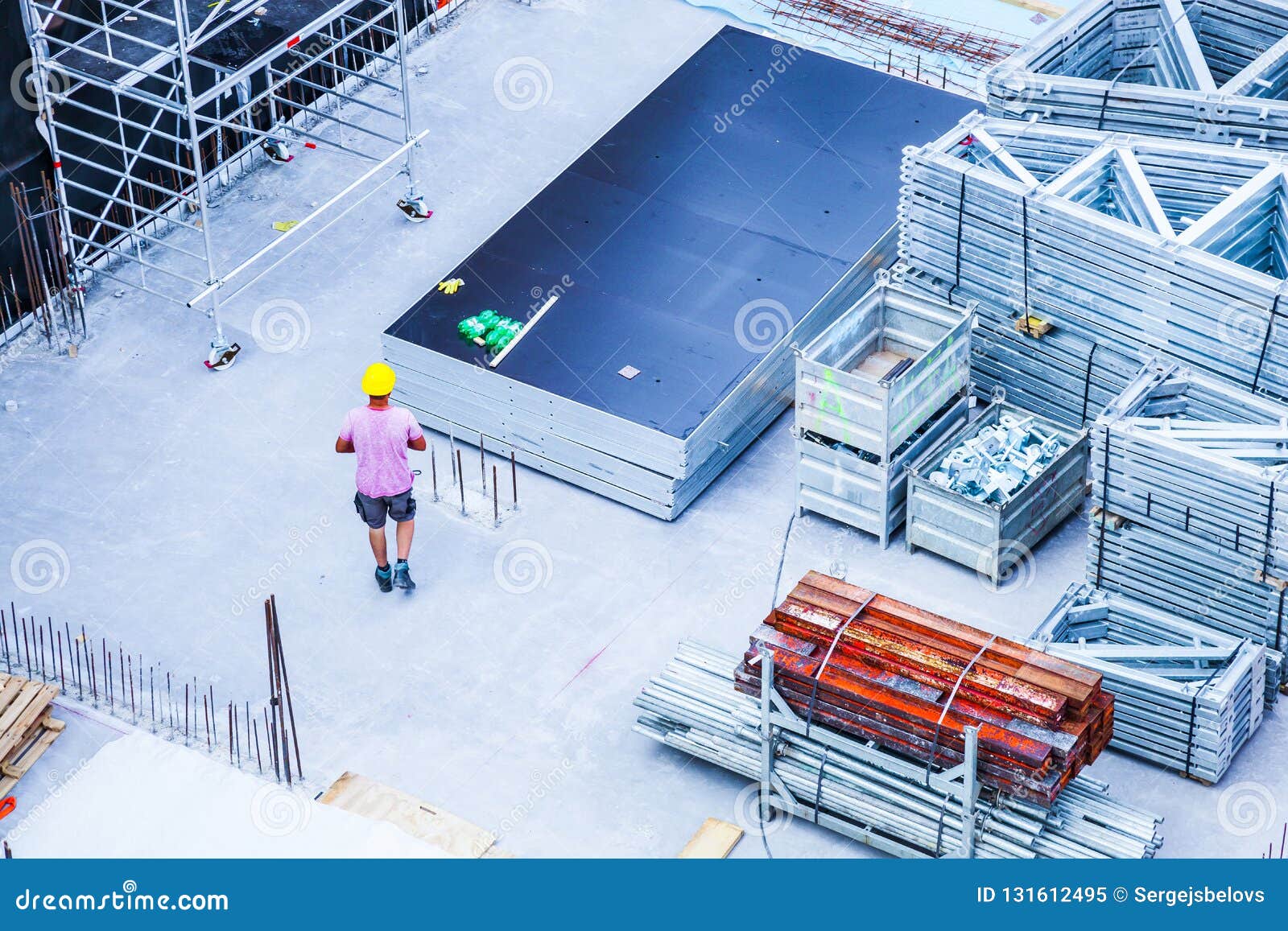 Construction Workers Fabricating Steel Reinforcement Bar at the ...