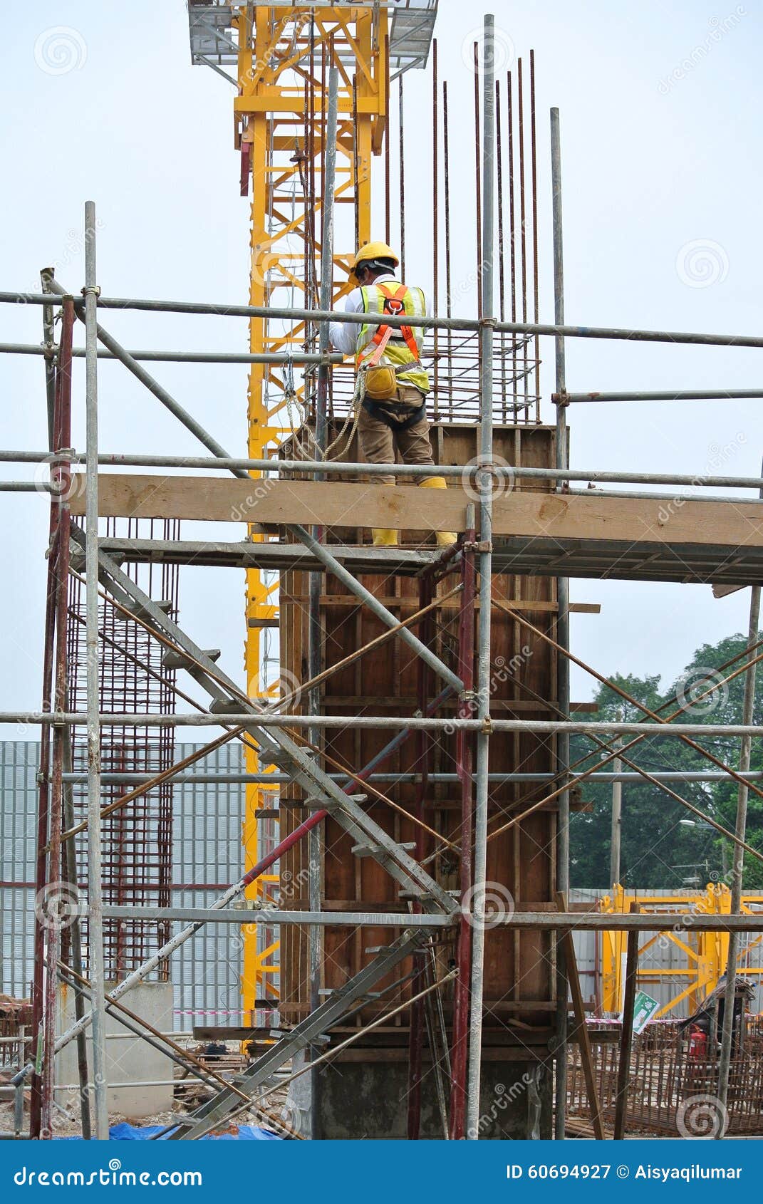 Construction Workers Fabricating Timber Column Formwork at the ...