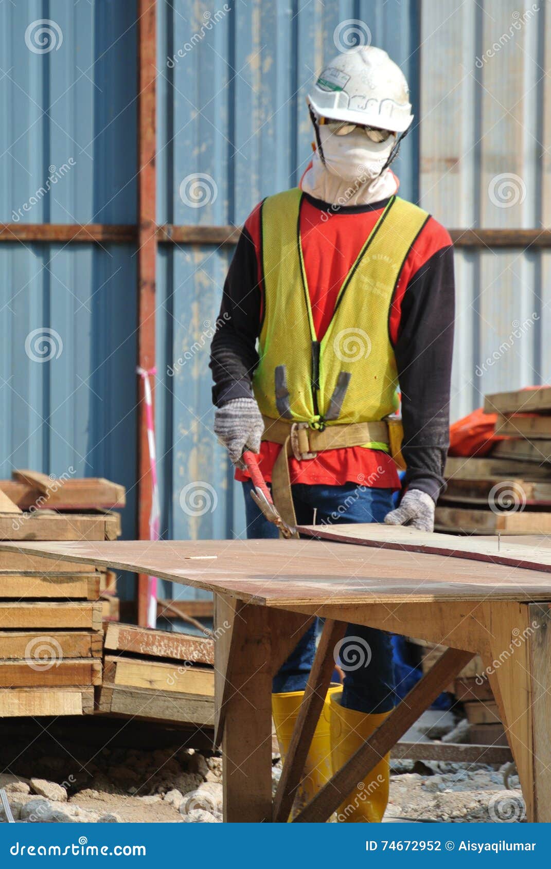 Construction Workers Fabricating Timber Form Work at the Construction ...