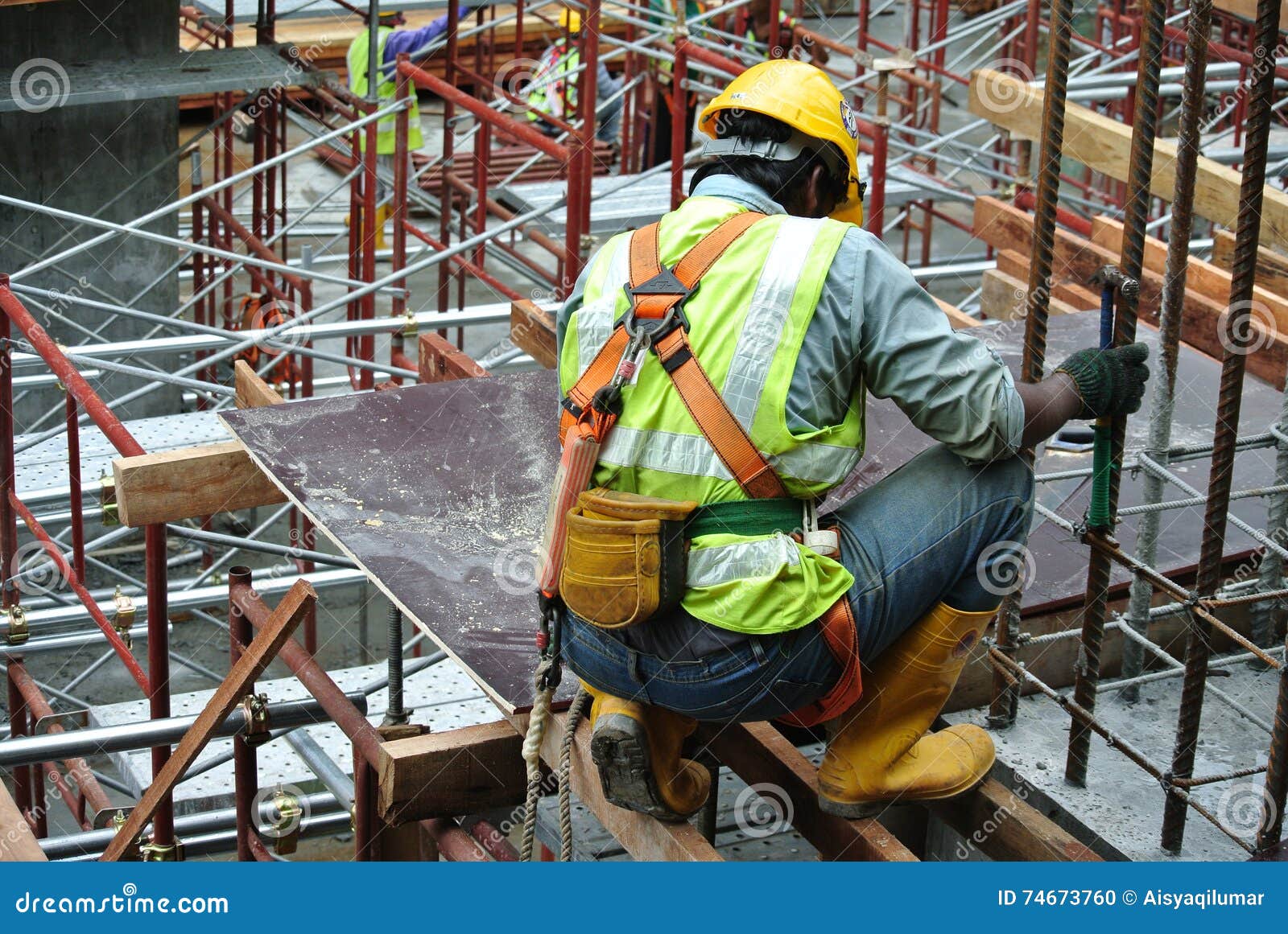 Construction Workers Fabricating Timber Form Work Editorial Image ...