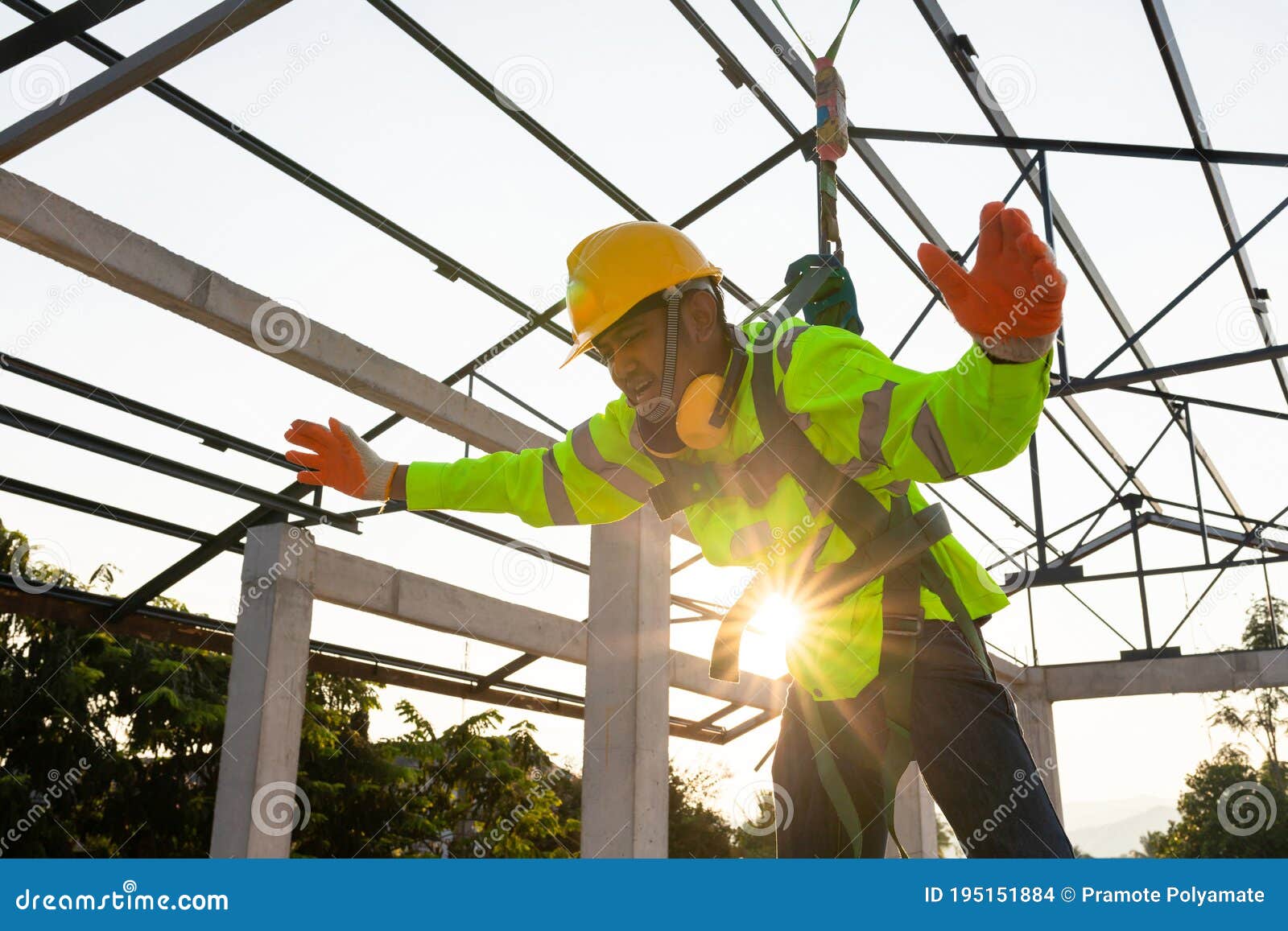 Construction Workers Fall from a Height but Have Safety To Help ...
