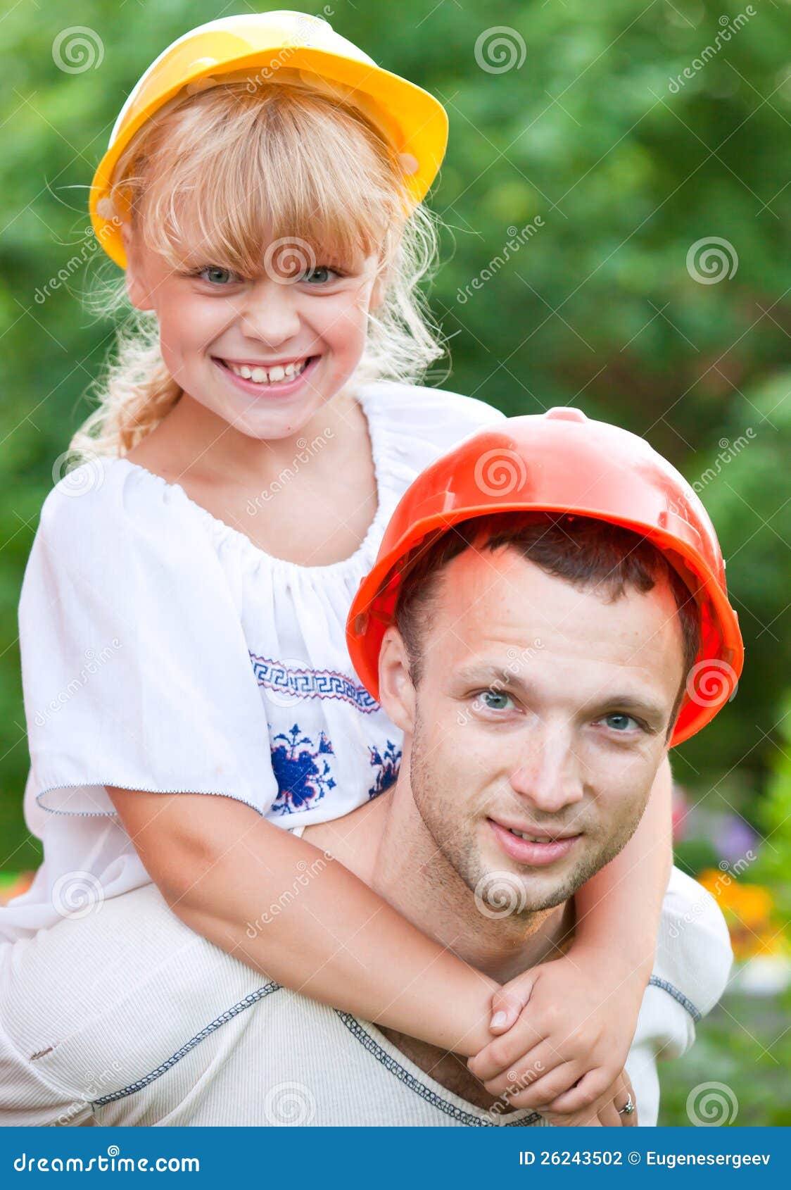Construction Workers Family Portrait Stock Photo - Image of father ...