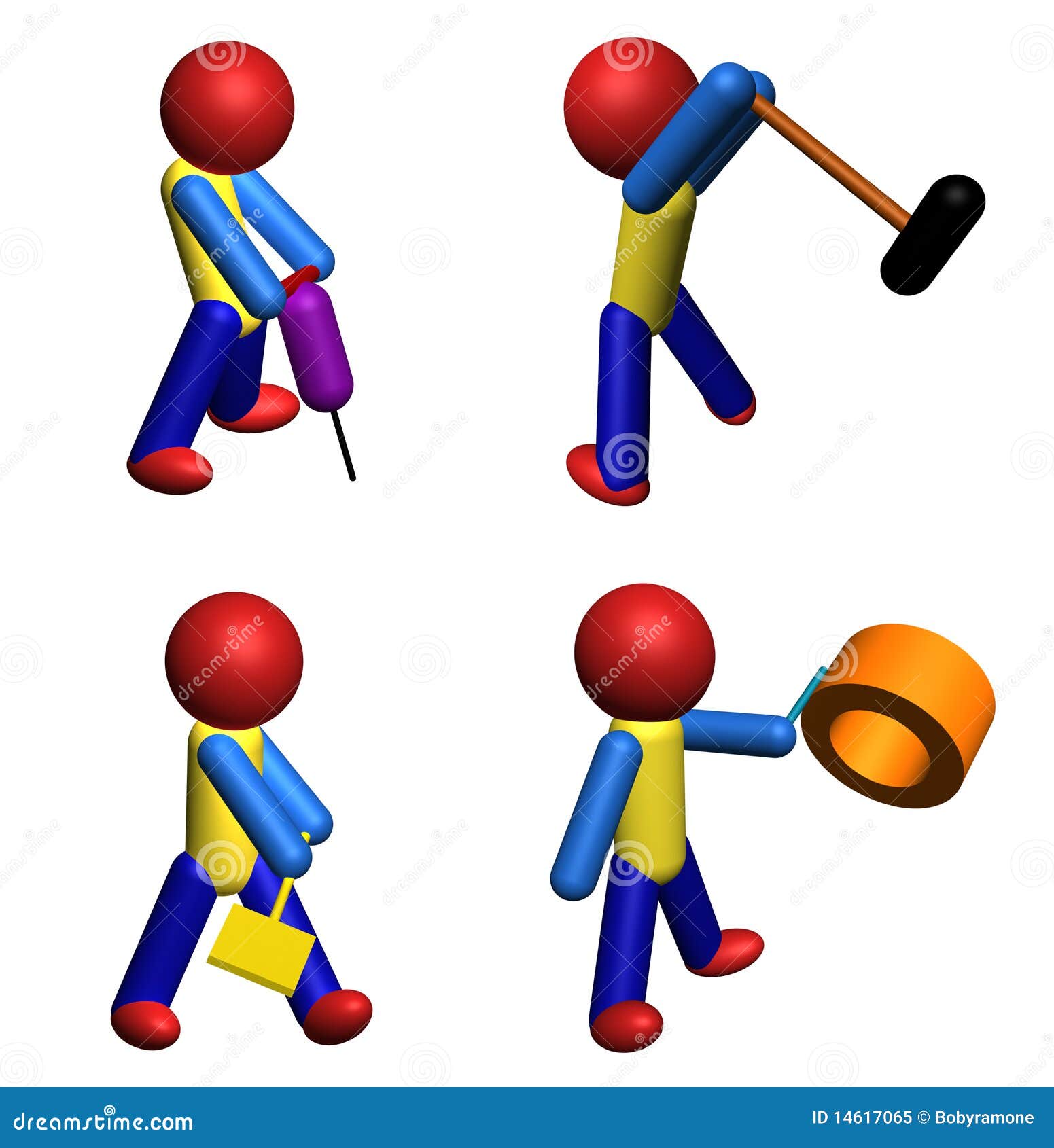 Construction Workers Figures with Tools Stock Illustration ...