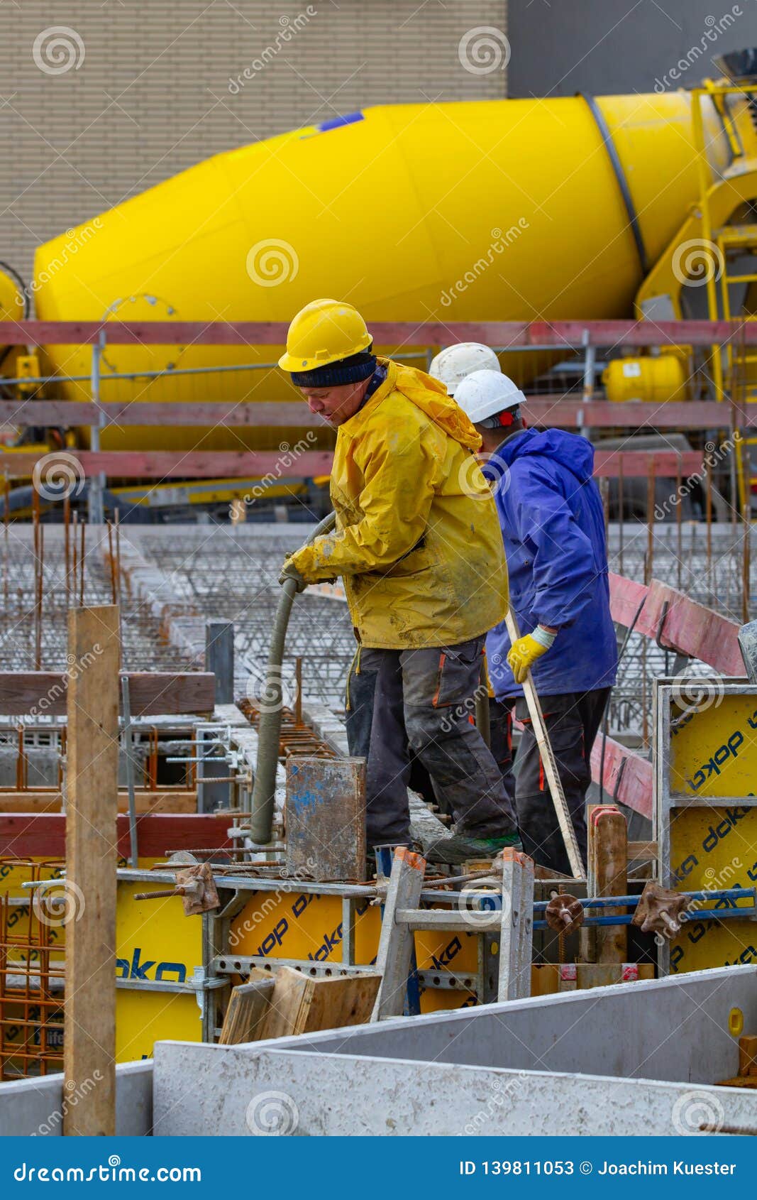 Neuwied, Germany - February 1, 2019: Construction Workers are Filling ...