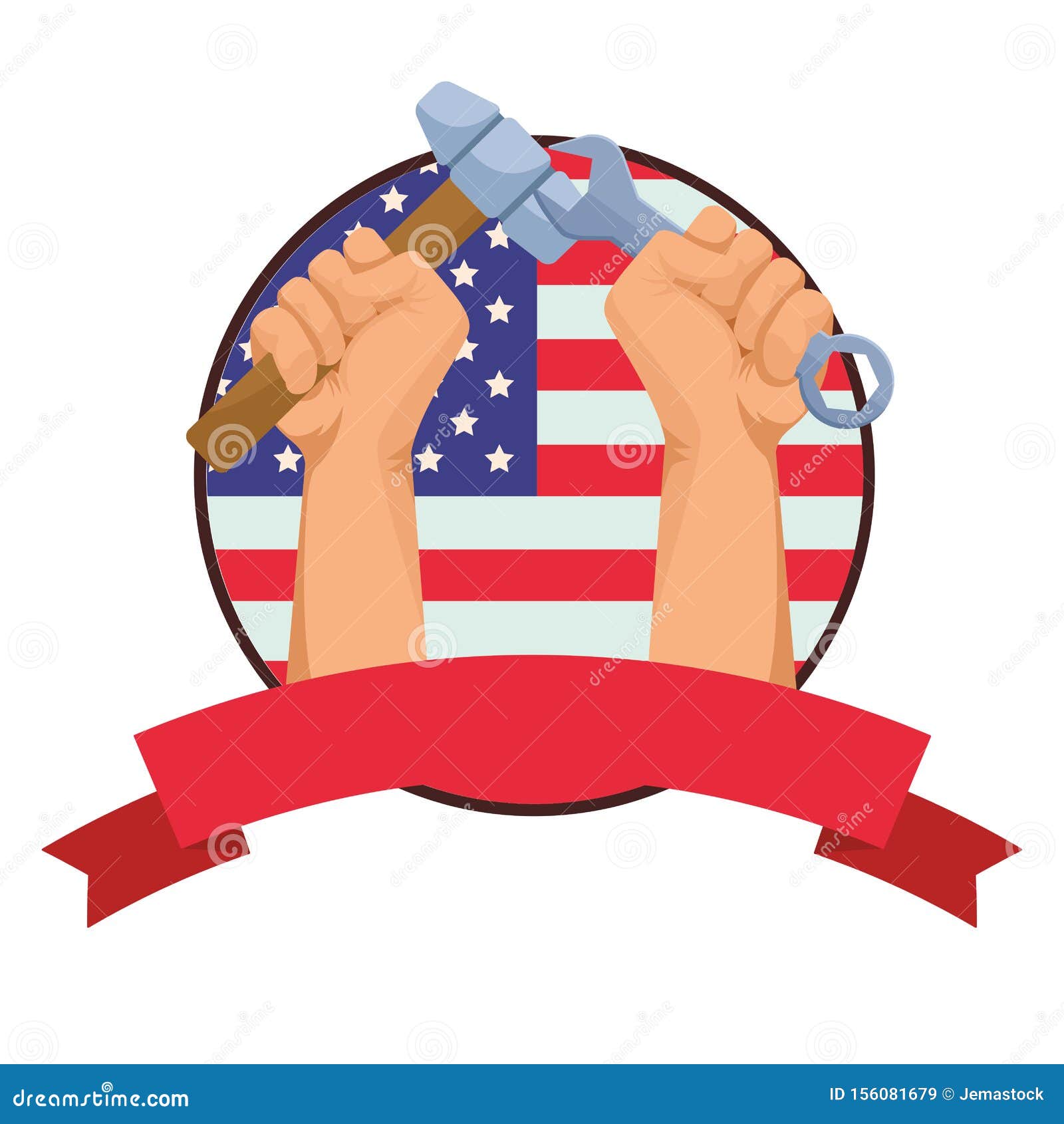 Construction Workers Hands Holding Tools Stock Vector - Illustration of ...