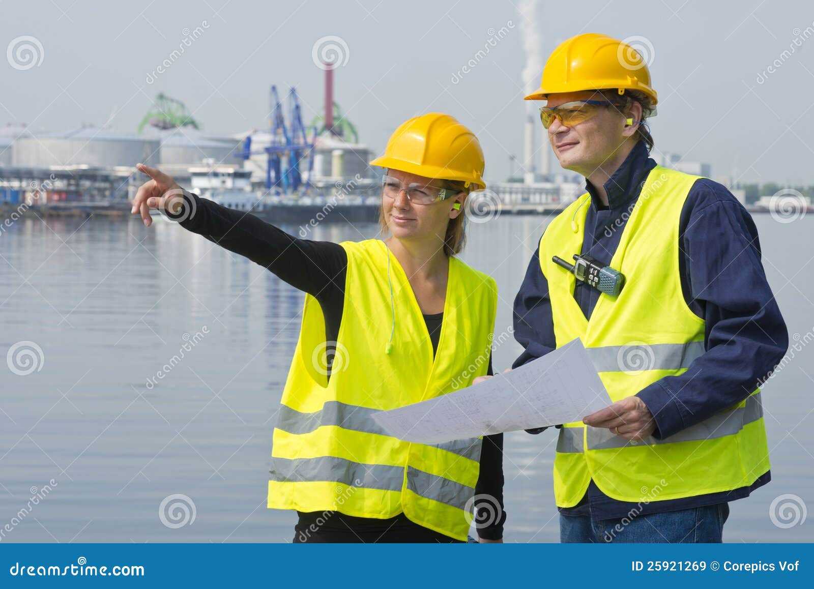 Construction Workers in Harbor Stock Image - Image of plugs ...