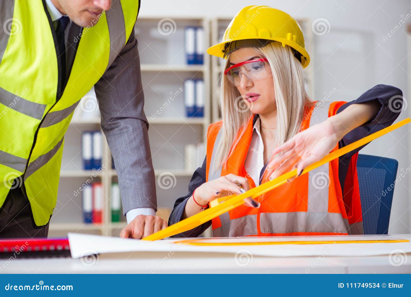 Construction Workers Having Discussion in Office before Starting Stock ...