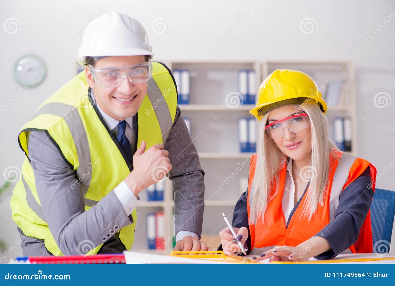 Construction Workers Having Discussion in Office before Starting Stock ...