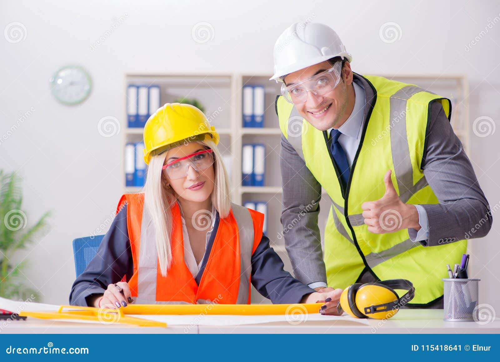 Construction Workers Having Discussion in Office before Starting Stock ...