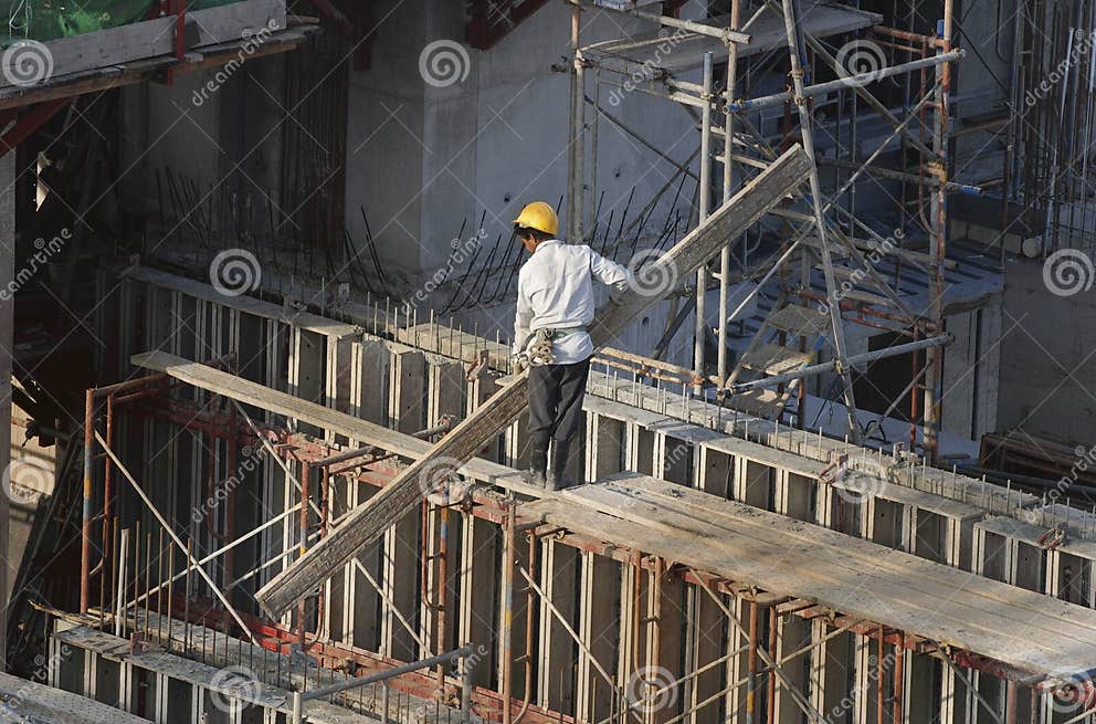 Construction Workers at High-rise Building Stock Image - Image of ...