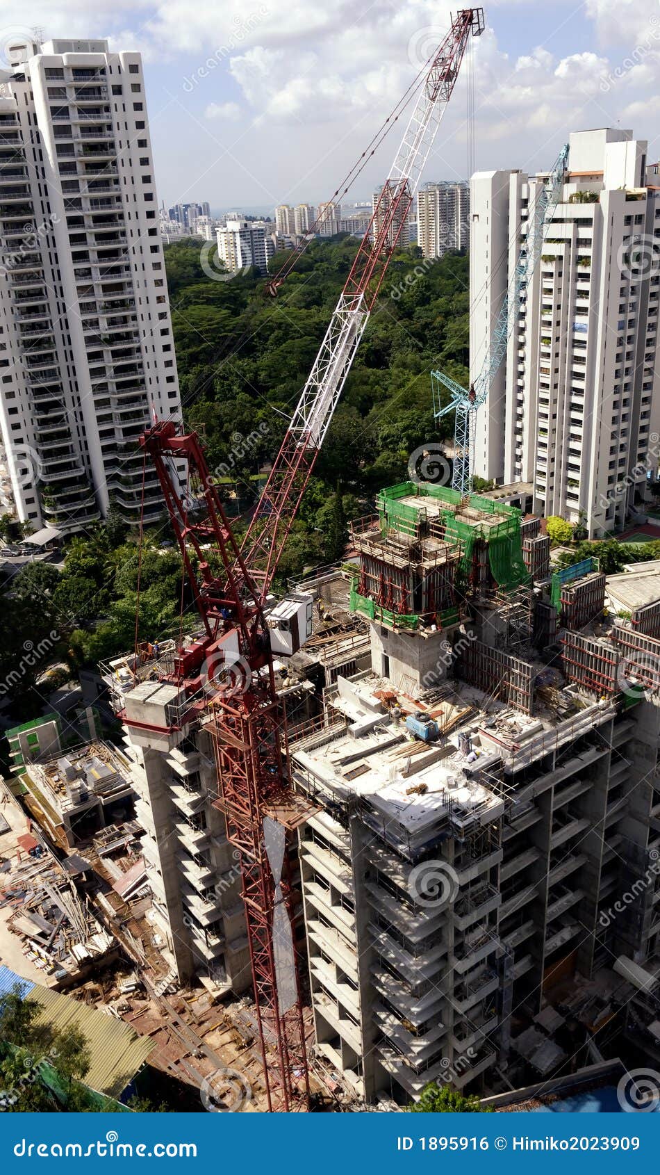 Construction Workers at High-rise Building Stock Photo - Image of ...