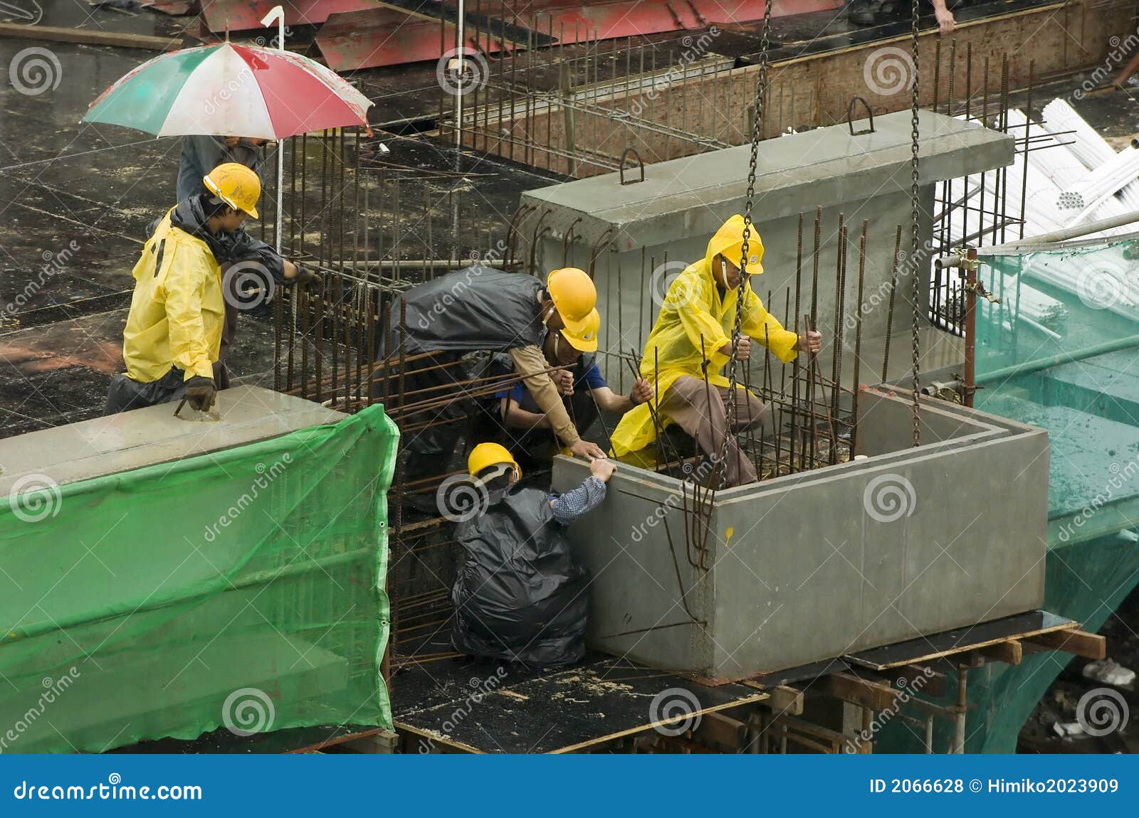 Construction Workers at High-rise Building Stock Photo - Image of steel ...