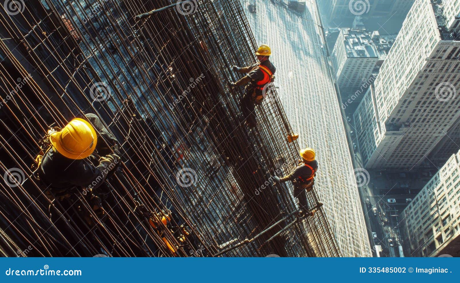 Construction Workers on a High-Rise Building Stock Illustration ...
