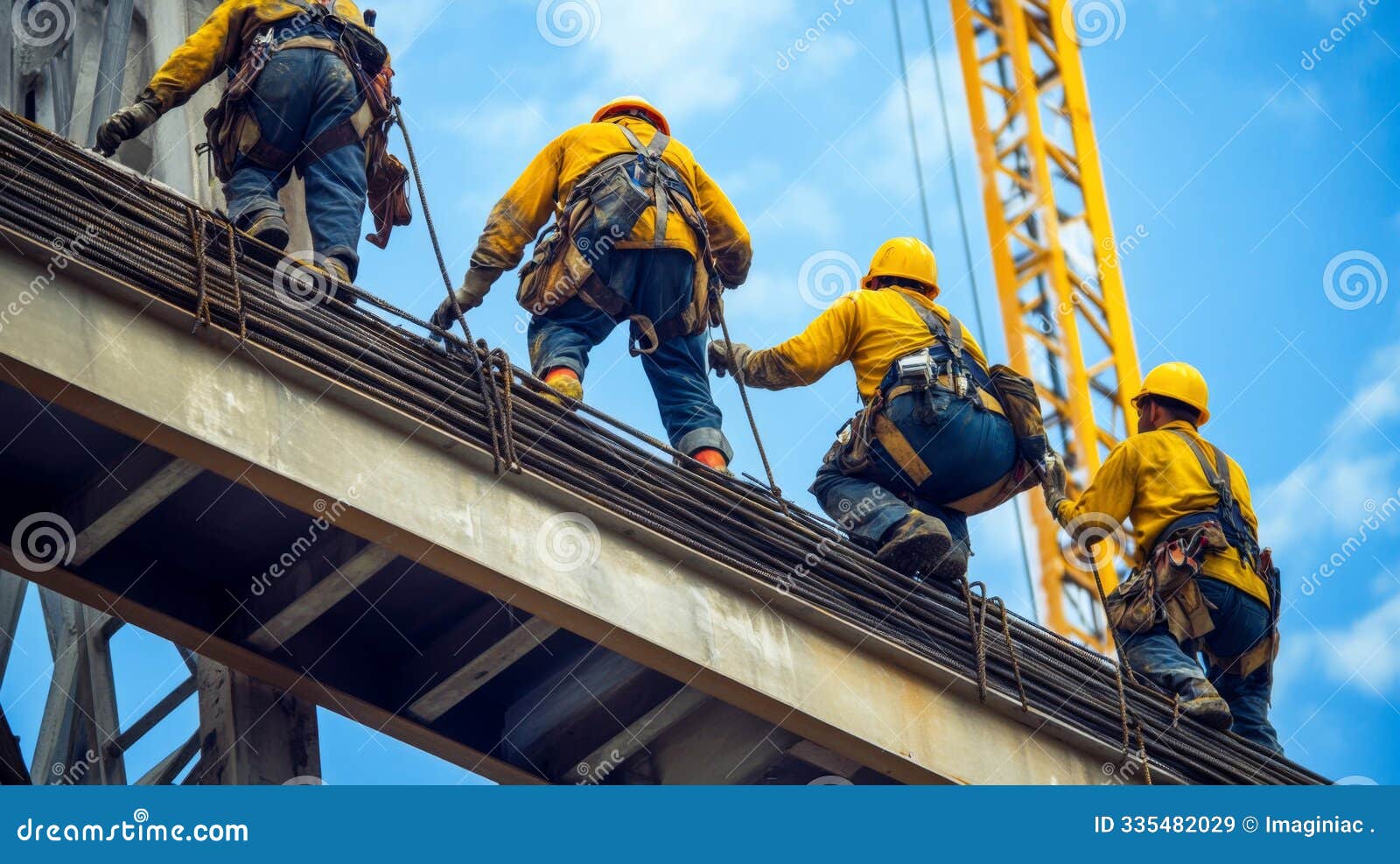Construction Workers on a High-Rise Building Frame Stock Illustration ...