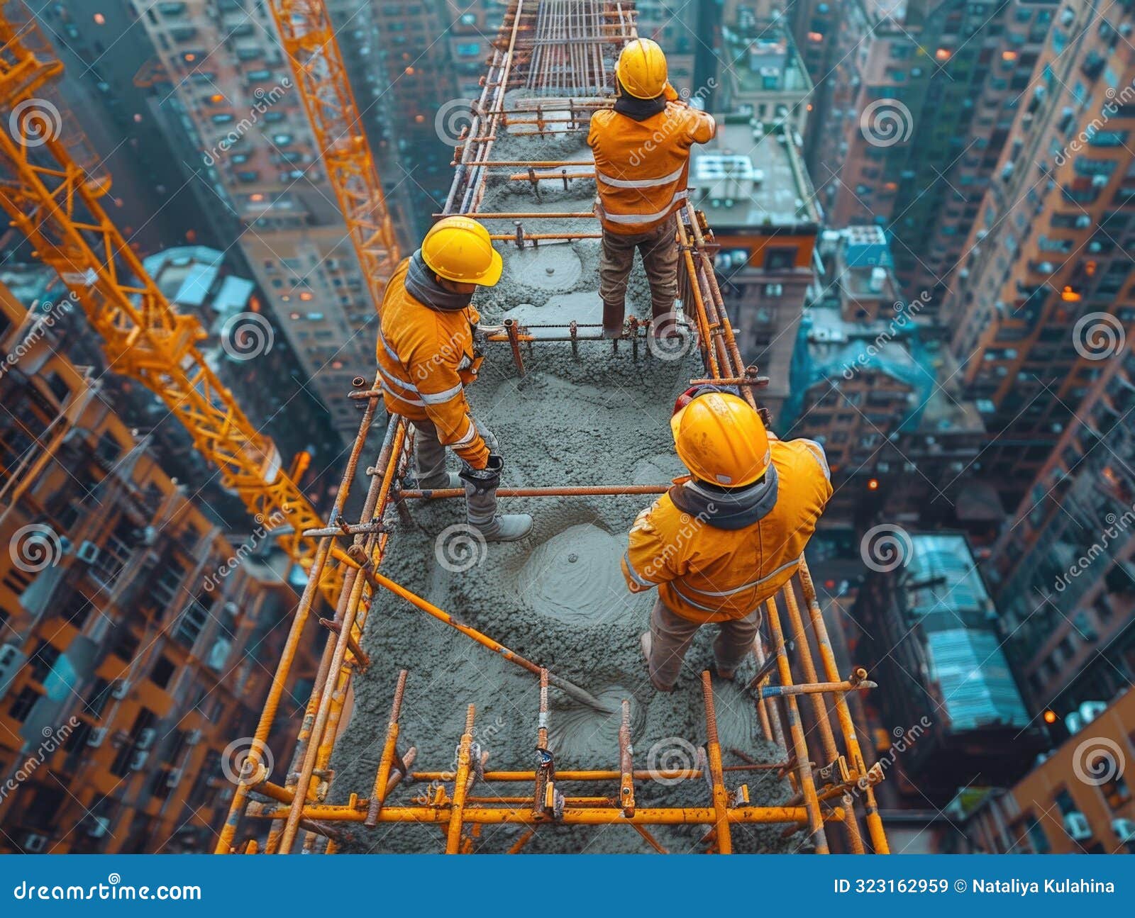 Construction Workers on a High-rise Building Site Stock Illustration ...