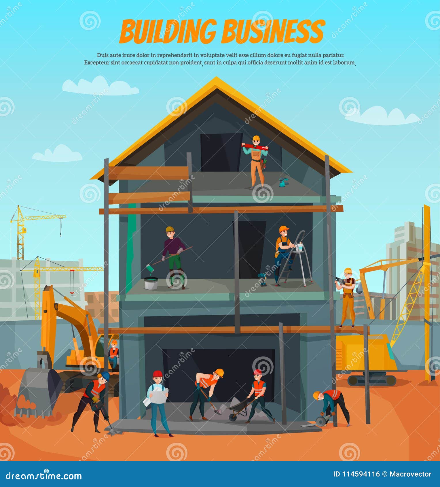 Construction Workers Illustration Stock Vector - Illustration of person ...