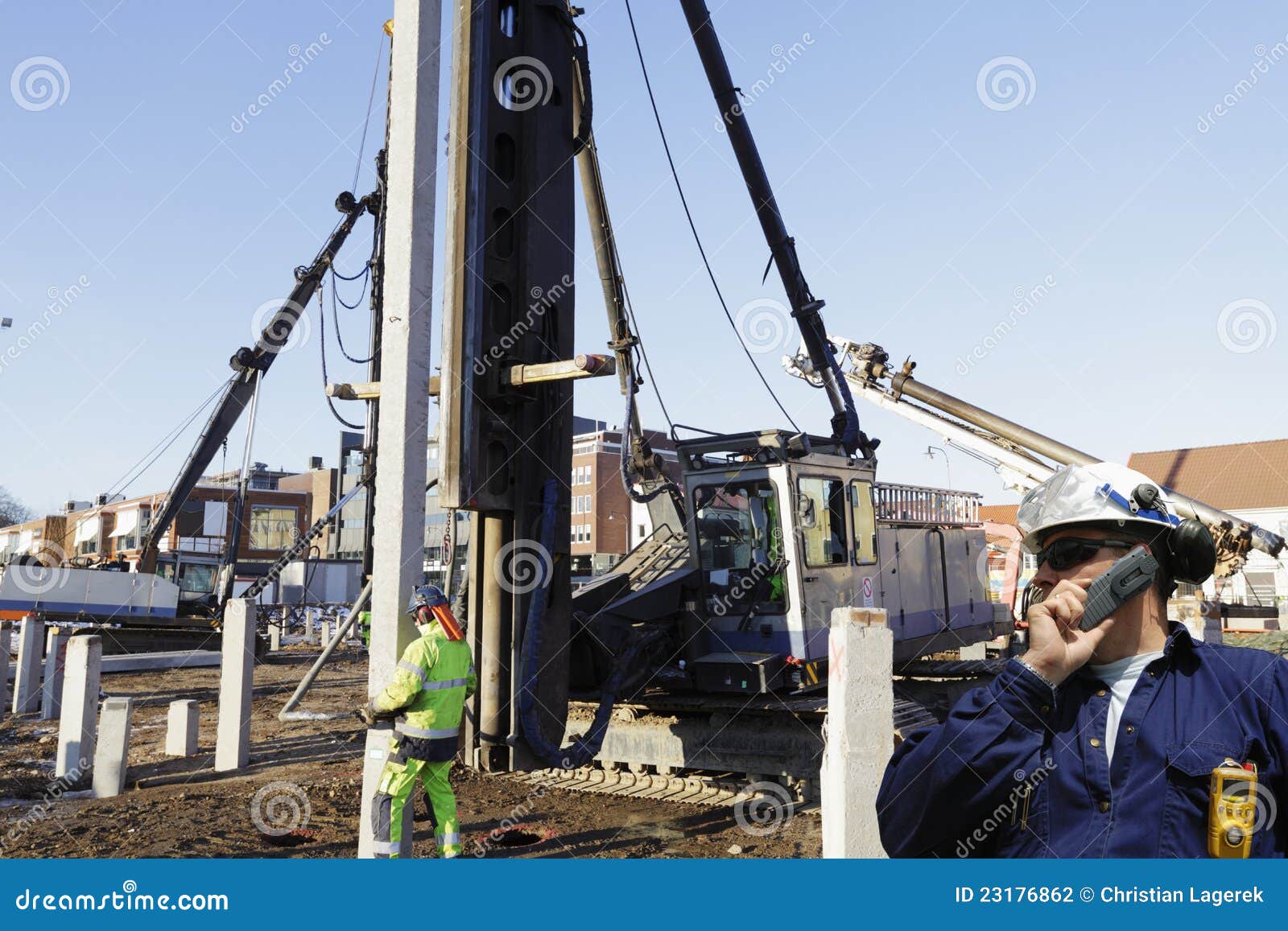 Construction Workers Inside Building Site Stock Photo - Image of ...