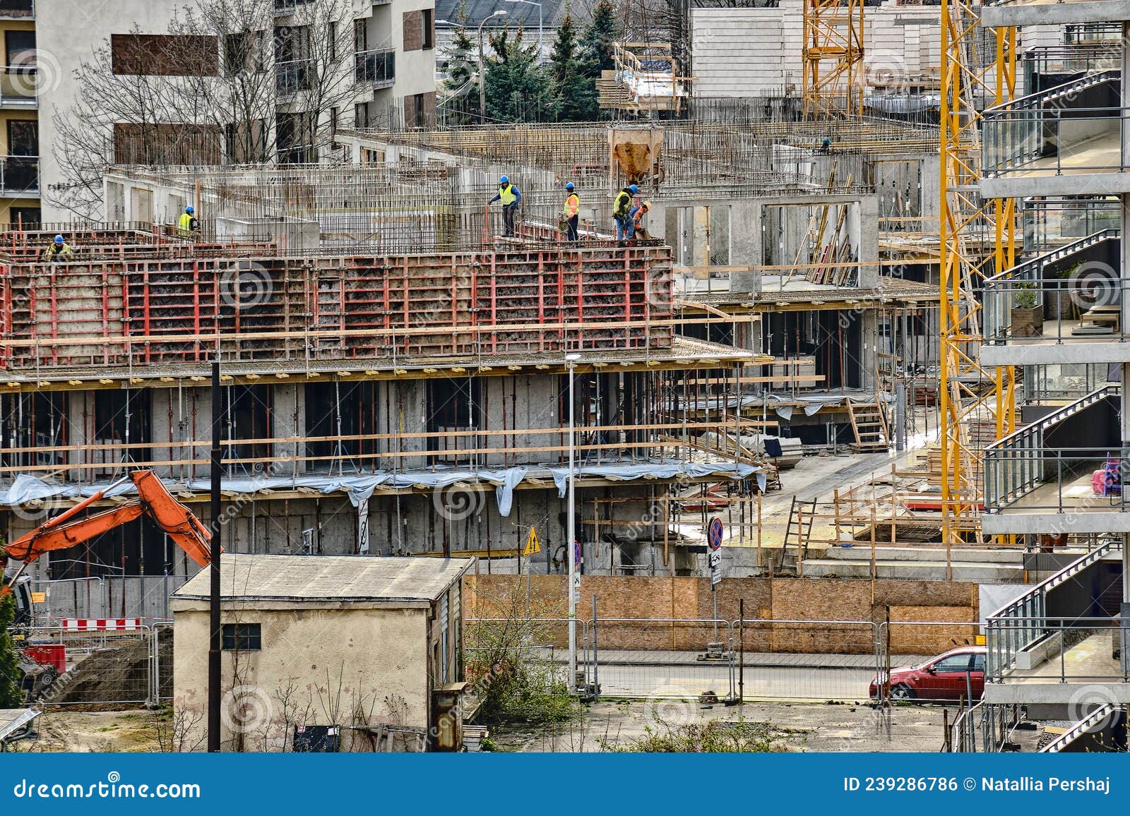 Construction Workers Install Formwork And Iron Rebars Or Reinforcing ... Construction Workers Install Formwork And Iron Rebars Or Reinforcing ...