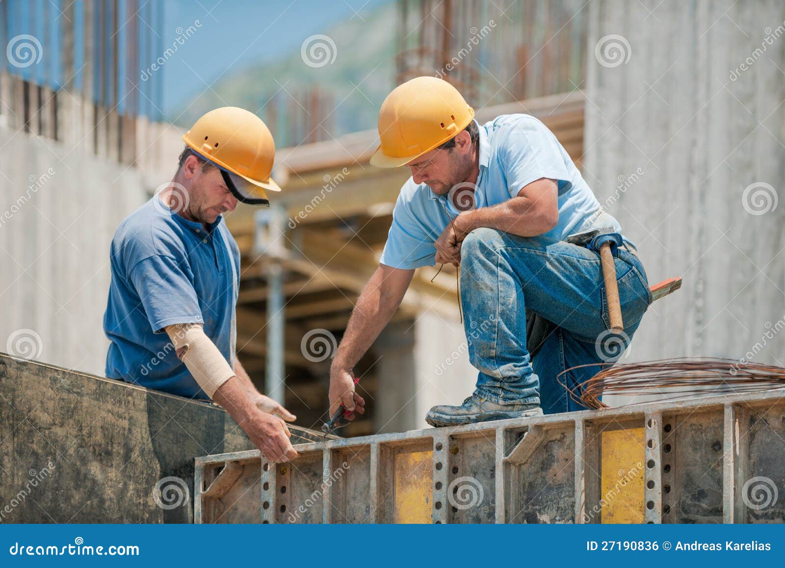 Construction Workers Installing Formwork Frames Stock Photo - Image of ...