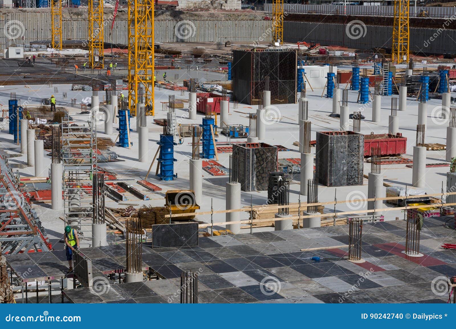 Construction Workers Installing Formwork Frames Stock Photo - Image of ...