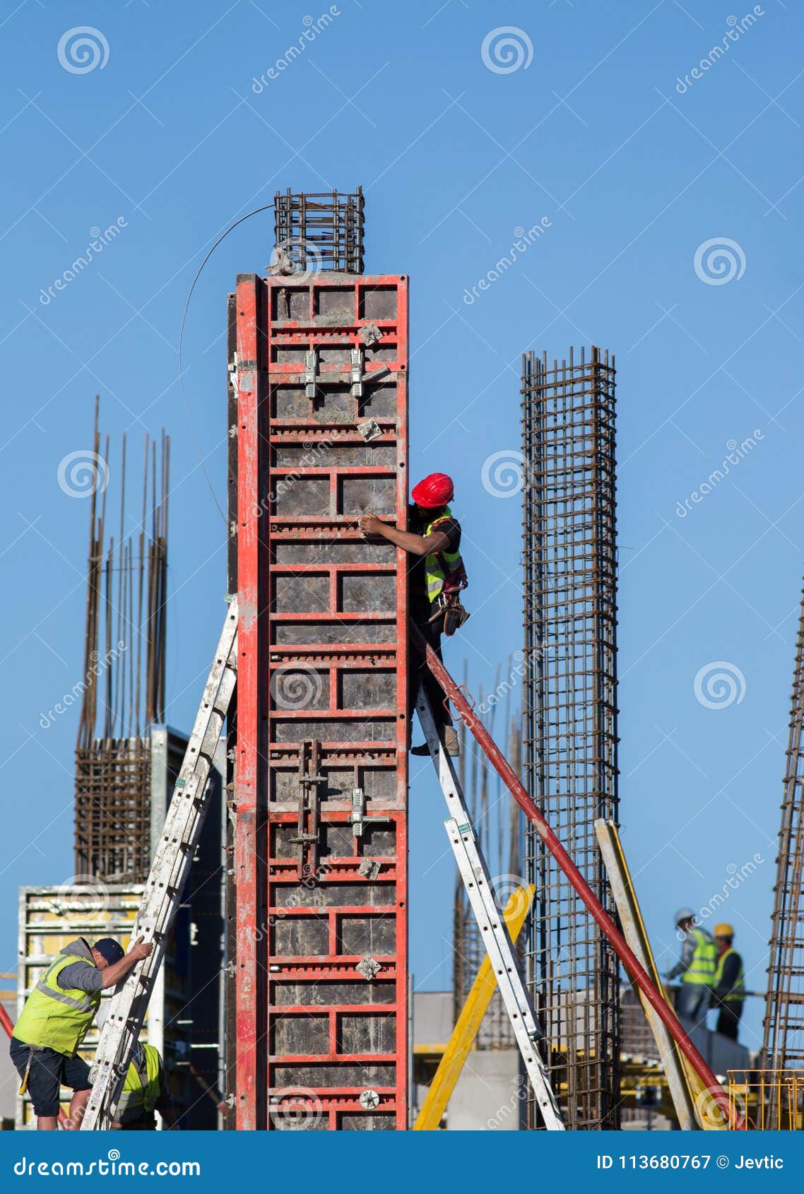 Construction Workers Installing Formwork on Site Editorial Photography ...