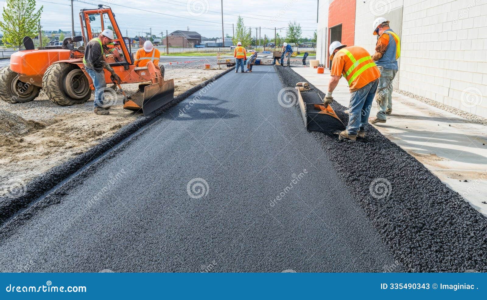 Laying An Asphalt Pavement On A Highway Vector Illustration ...