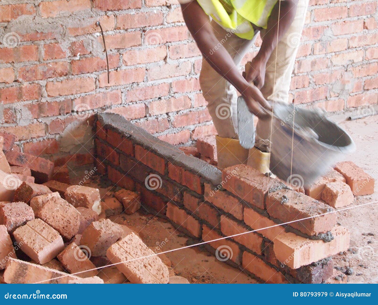 Construction Workers Laying Bricks at Construction Site Editorial Stock ...