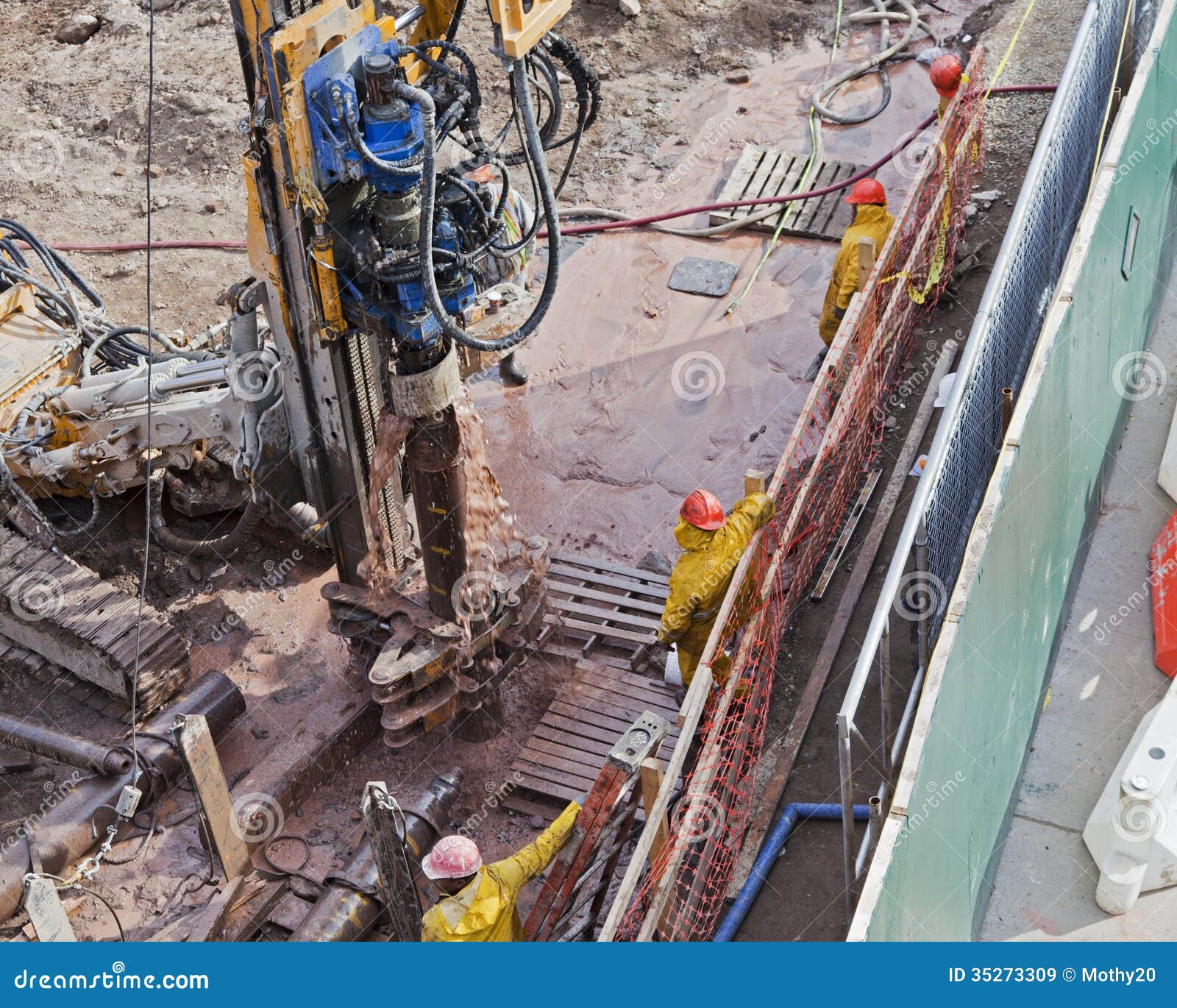 Construction Workers and Machines Stock Image - Image of watching ...