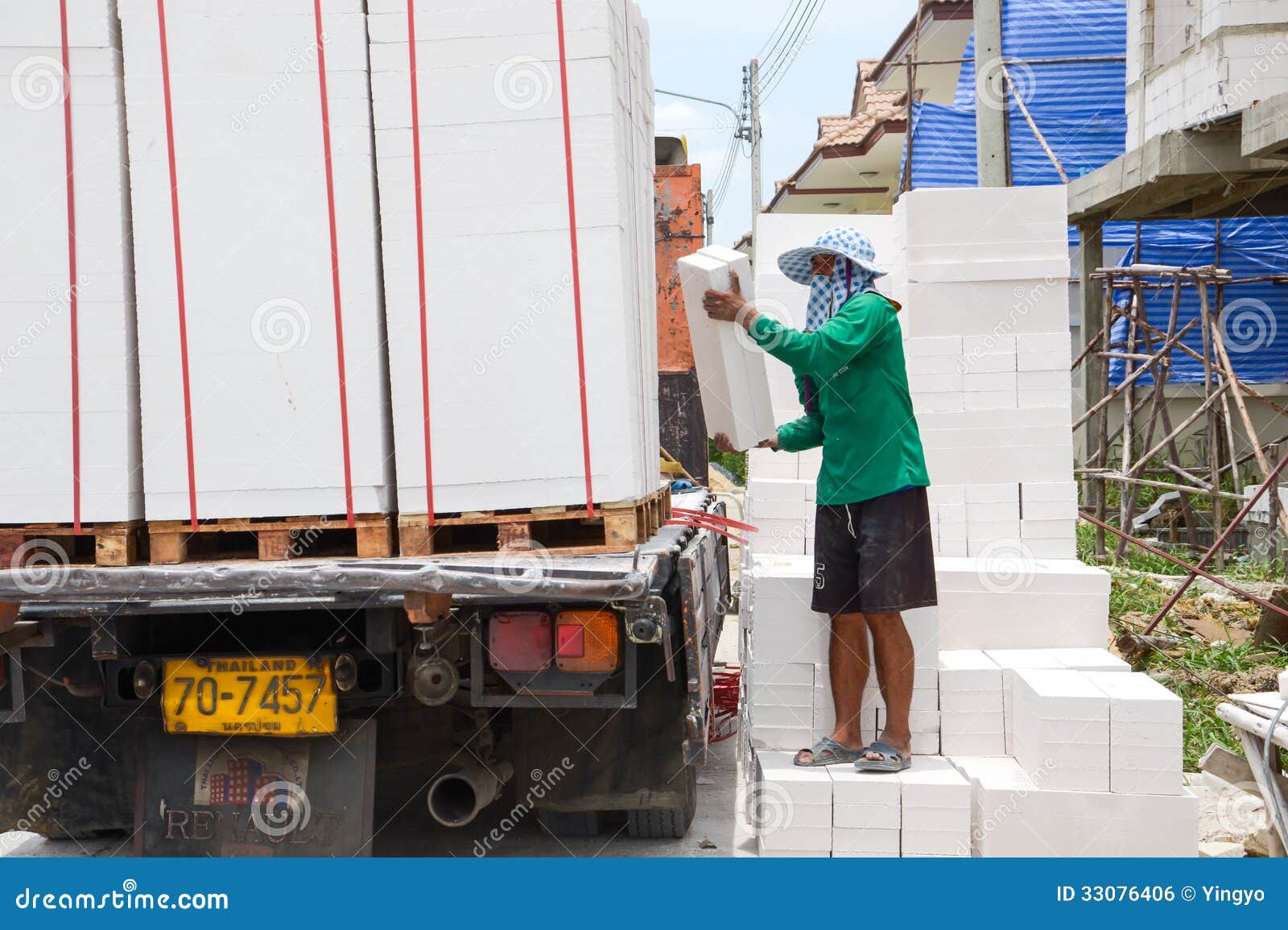Construction Workers are Moving Bricks. Editorial Photo - Image of ...