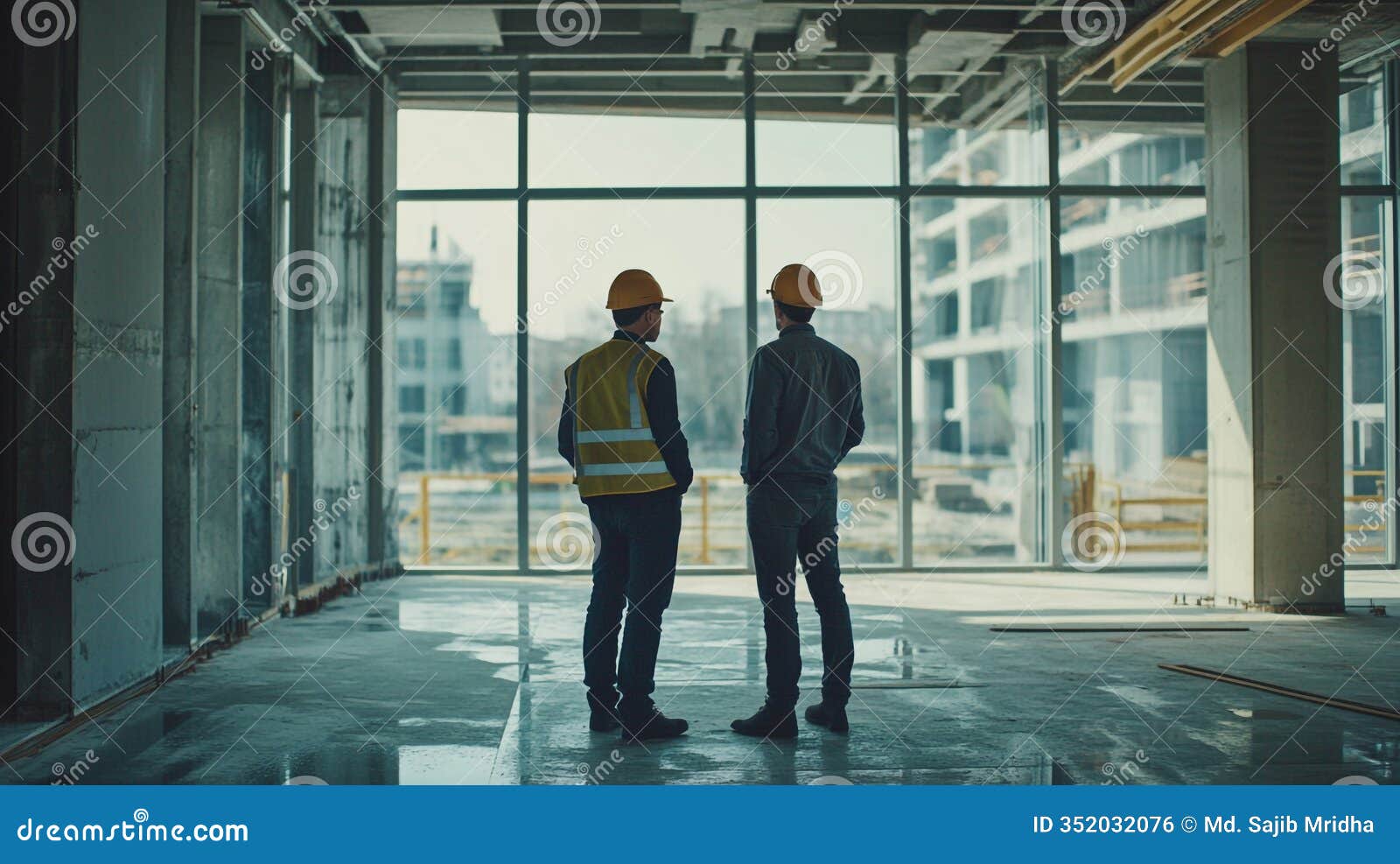 Construction Workers Observing the Progress of a New Building in Urban ...