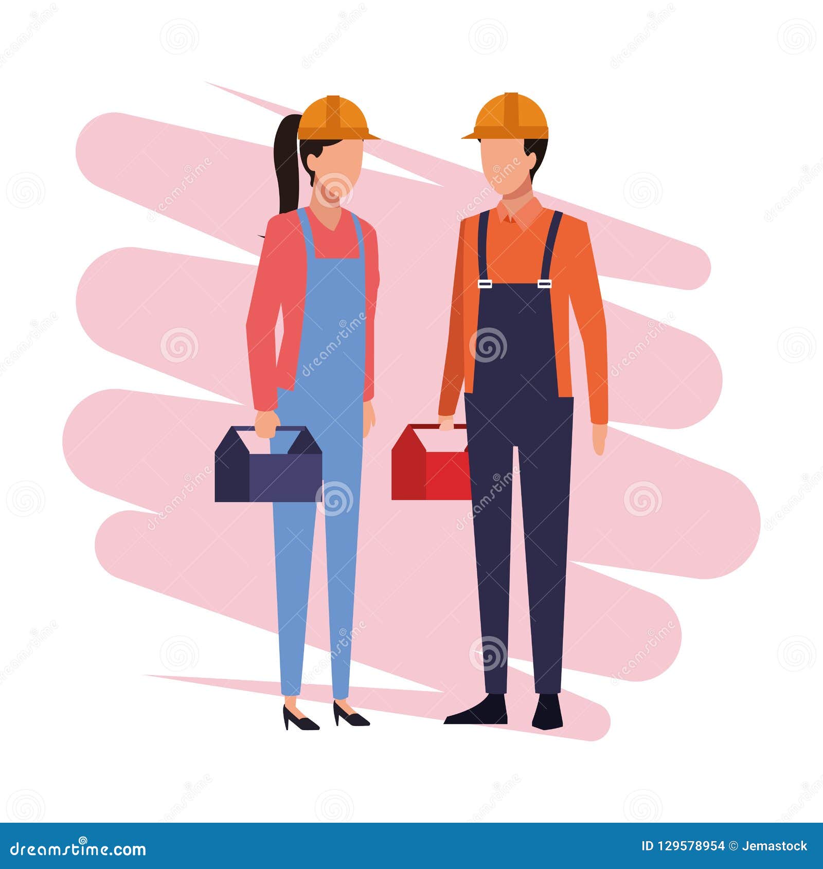 Construction Workers Partners Job and Workers Stock Vector ...